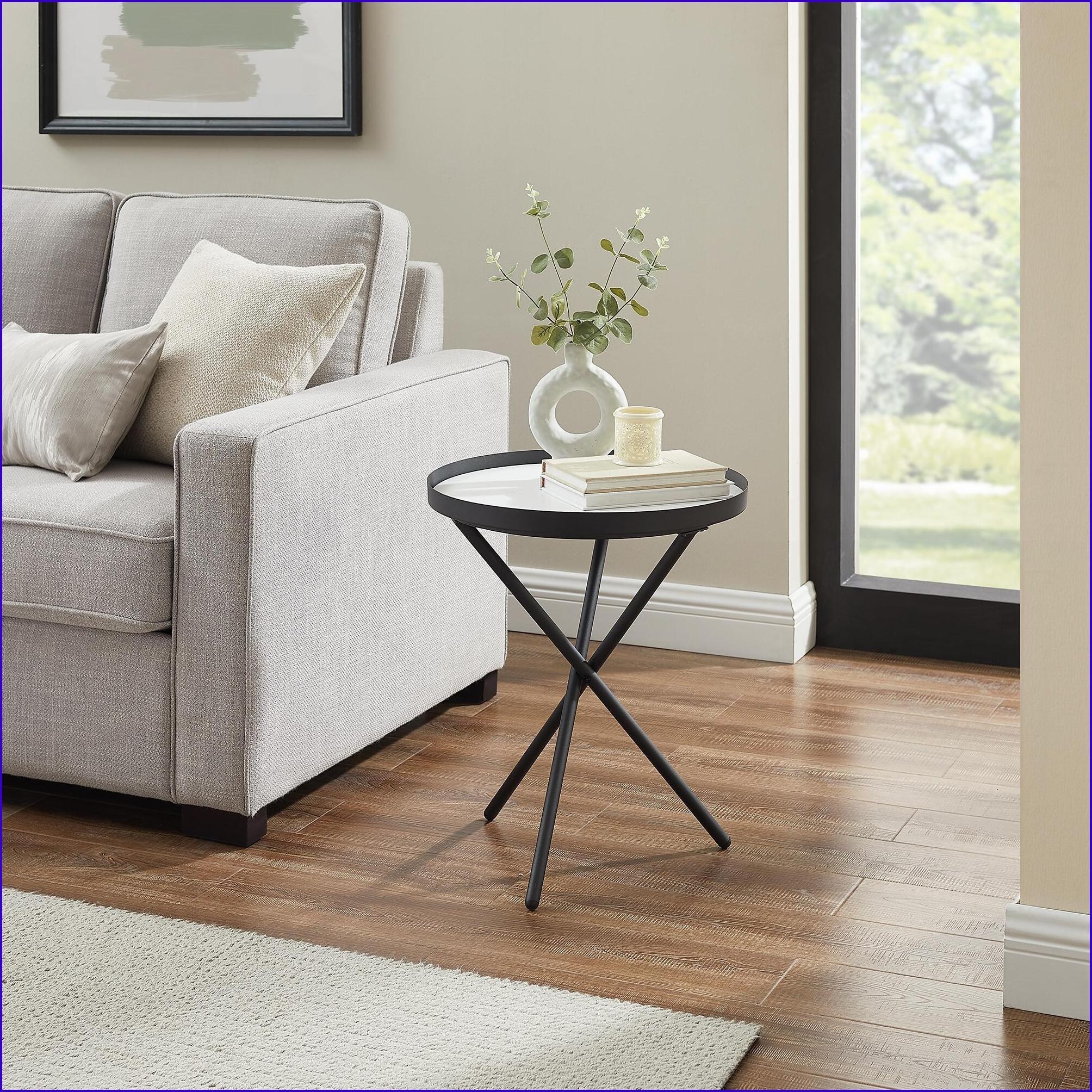 Watnature Space Saving Minimalist Coffee Table with Faux White Marble ...