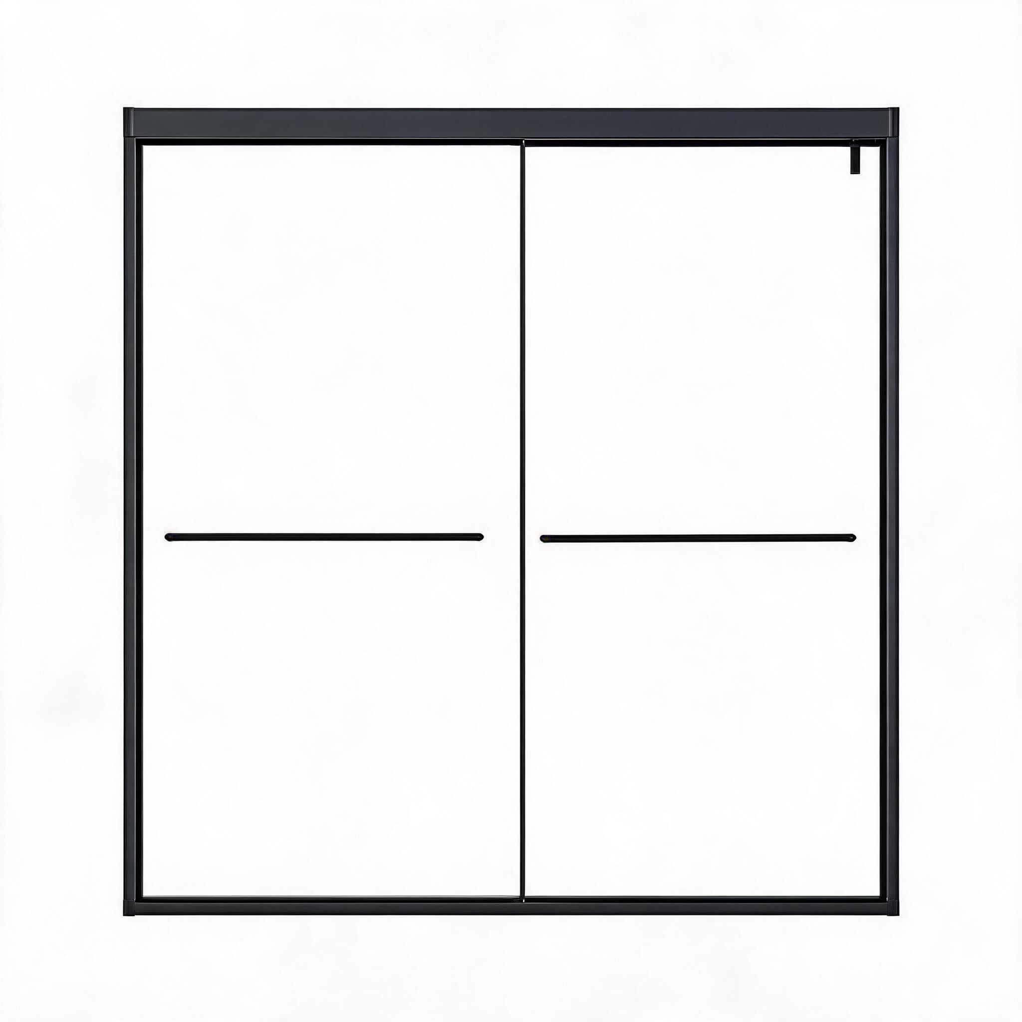 LIVACA 56 to 60 inch W x 60 inch H Matte Black Semi-Frameless Double ...