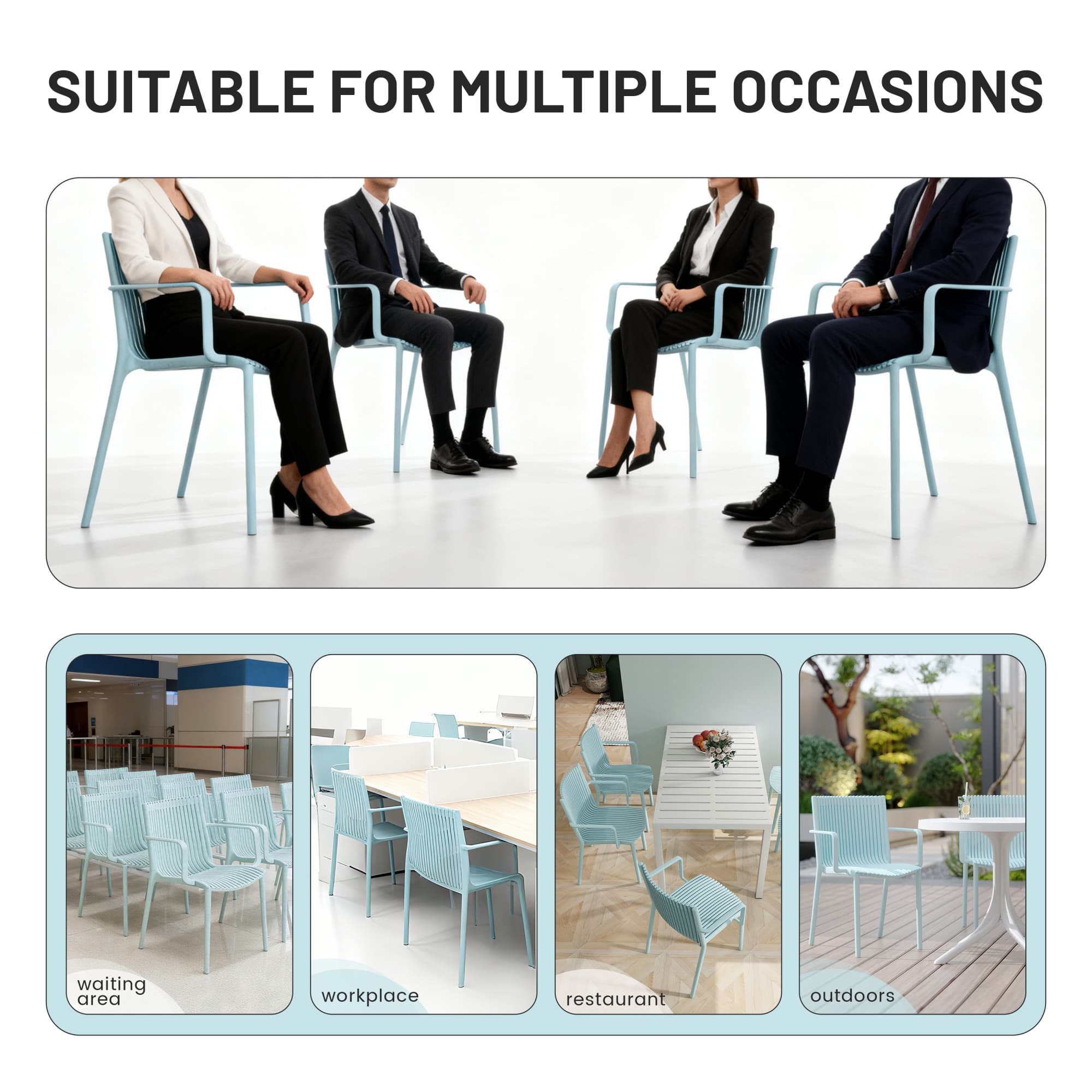 Lycvki Set of 2 Light Blue Polyethylene Frame Stationary Conversation ...