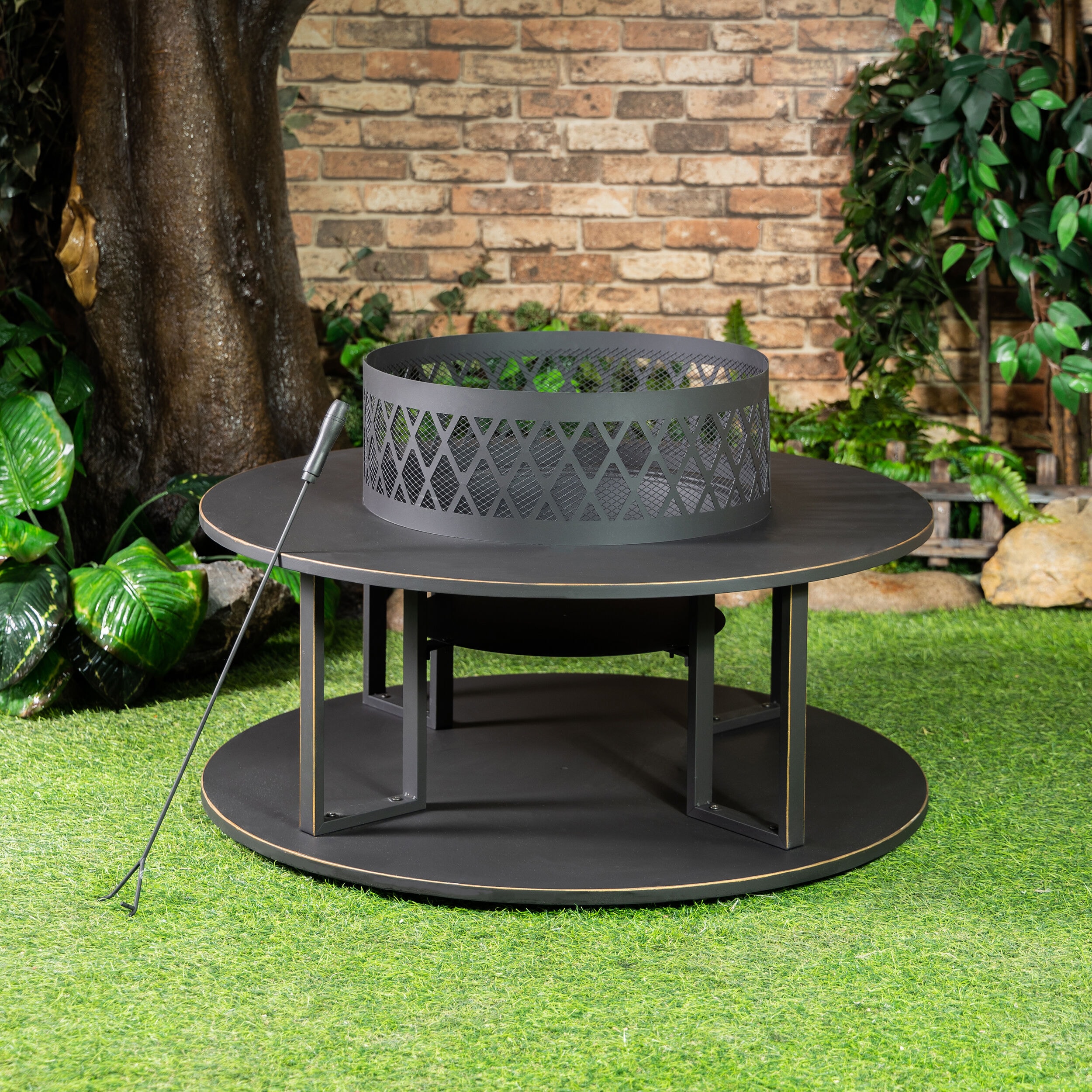 Deko Living 36.6-in W Steel Round Portable Wood-Burning Fire Pit in the ...