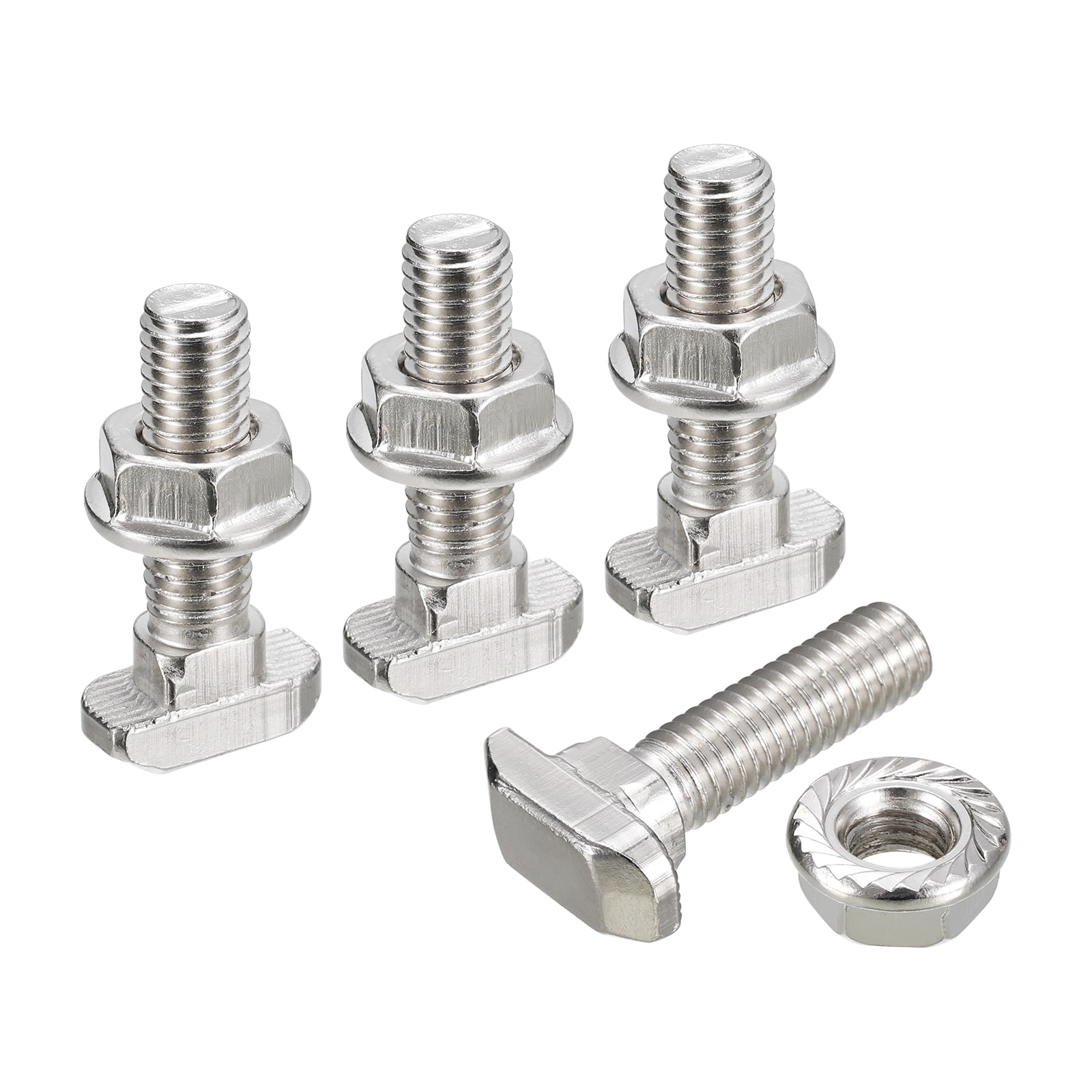 Unique Bargains M8x30mm T Slot Drop-in Bolt and M8 Hexagon Flange Nut ...
