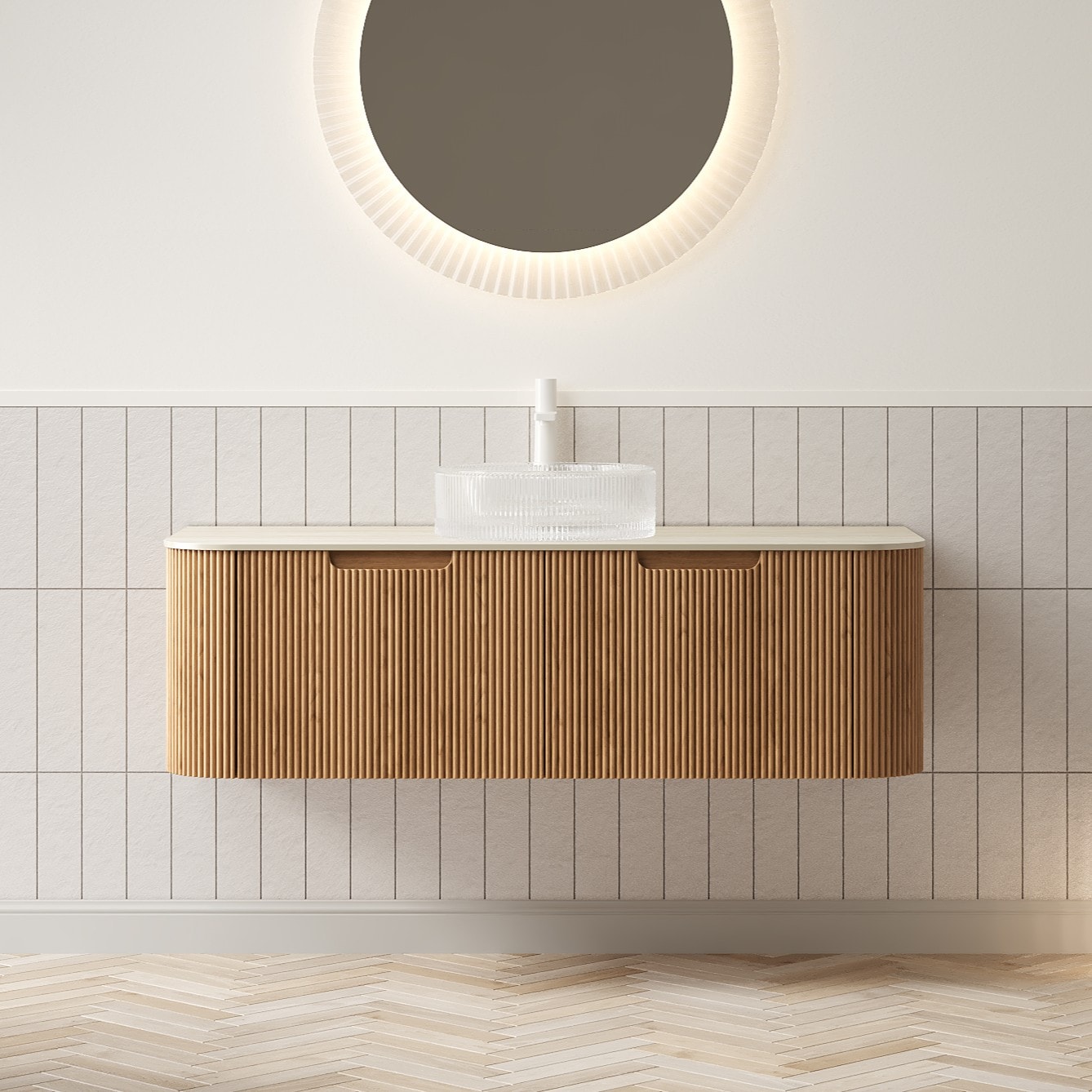 LUXEYARD DINA 48in Bathroom Vanity and Sink Floating Curved Edges ...