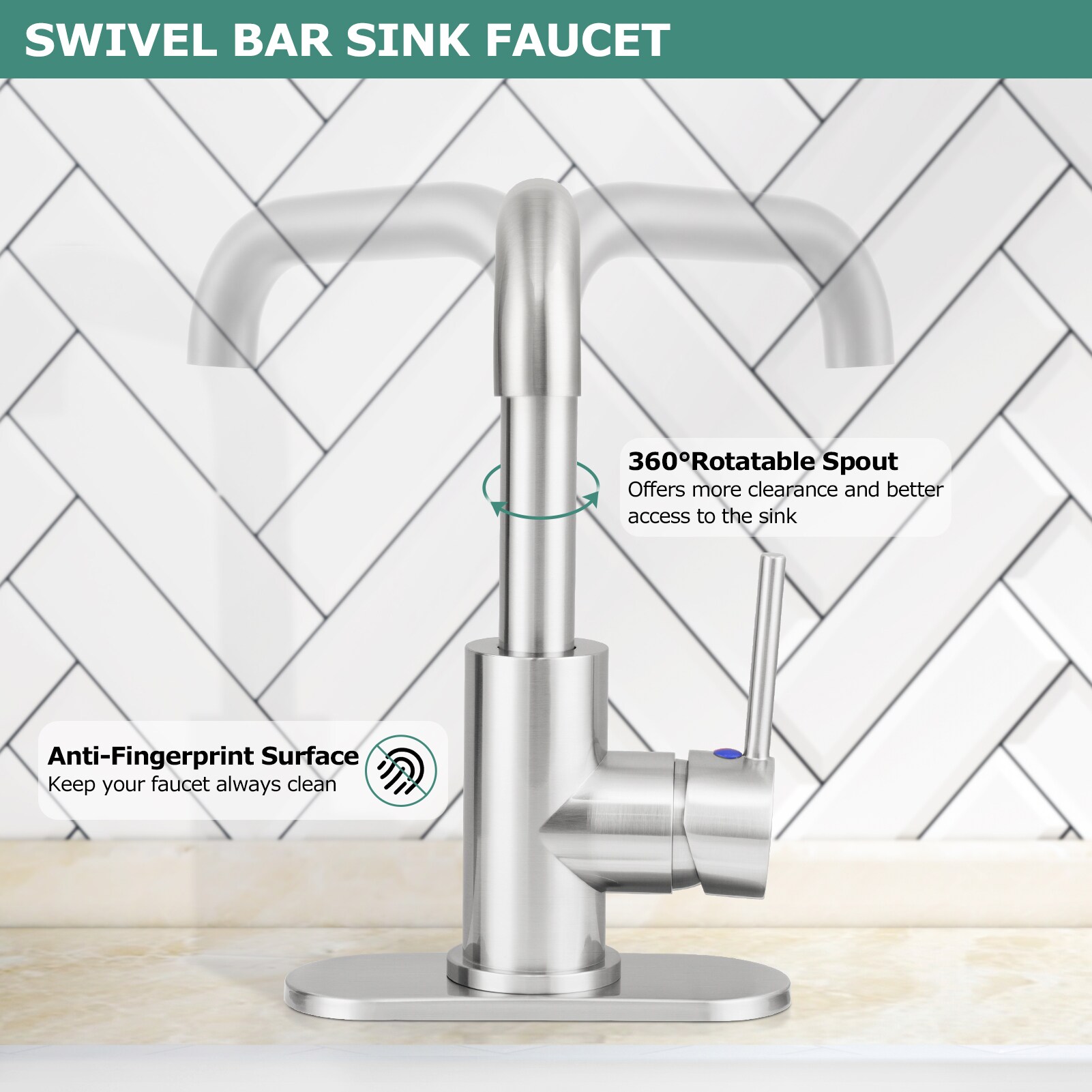 PARLOS Tyche Brushed Nickel Single hole 1-handle Swivel Residential ...