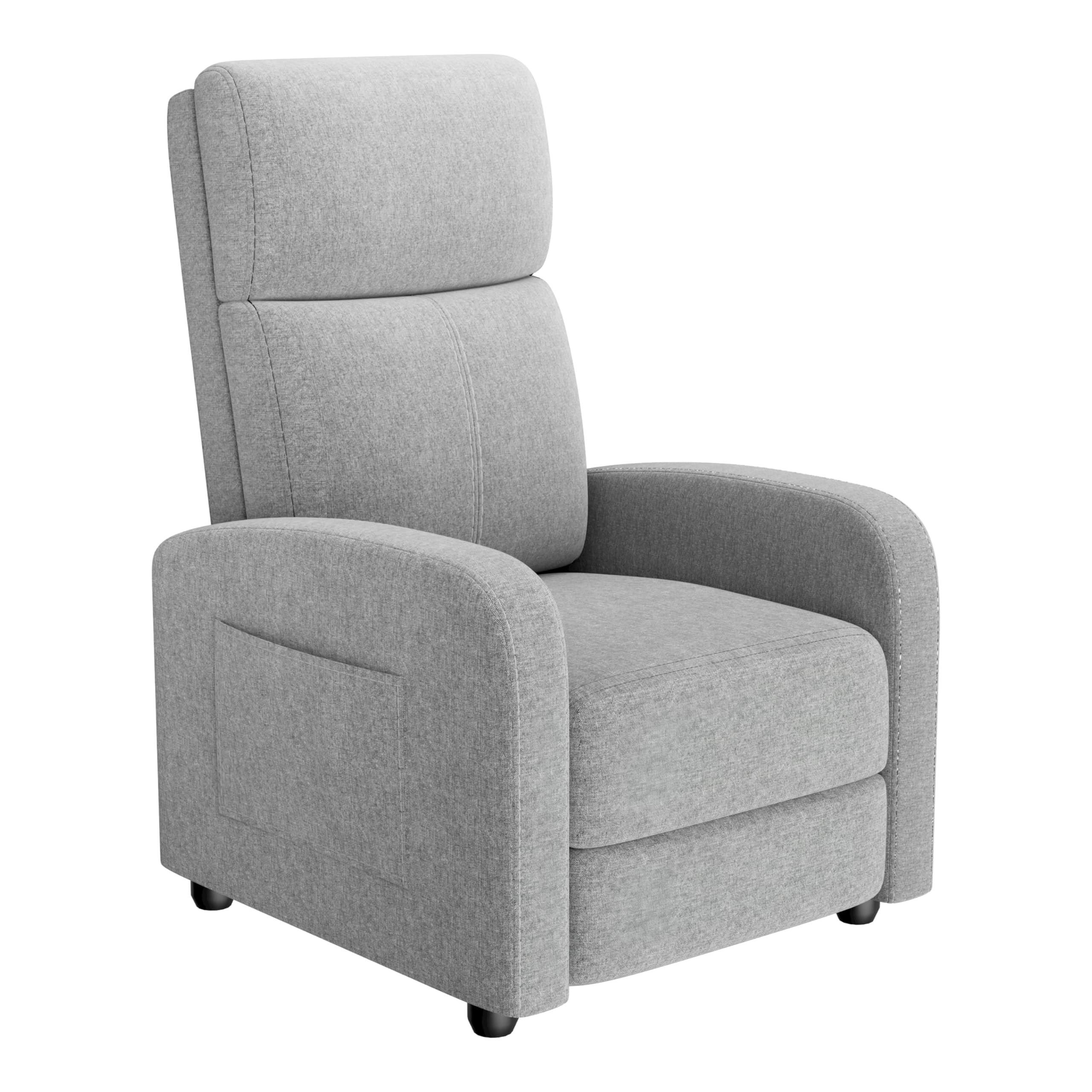 Garvee Linen Fabric Manual Recliner Chair with High Backrest Thick ...