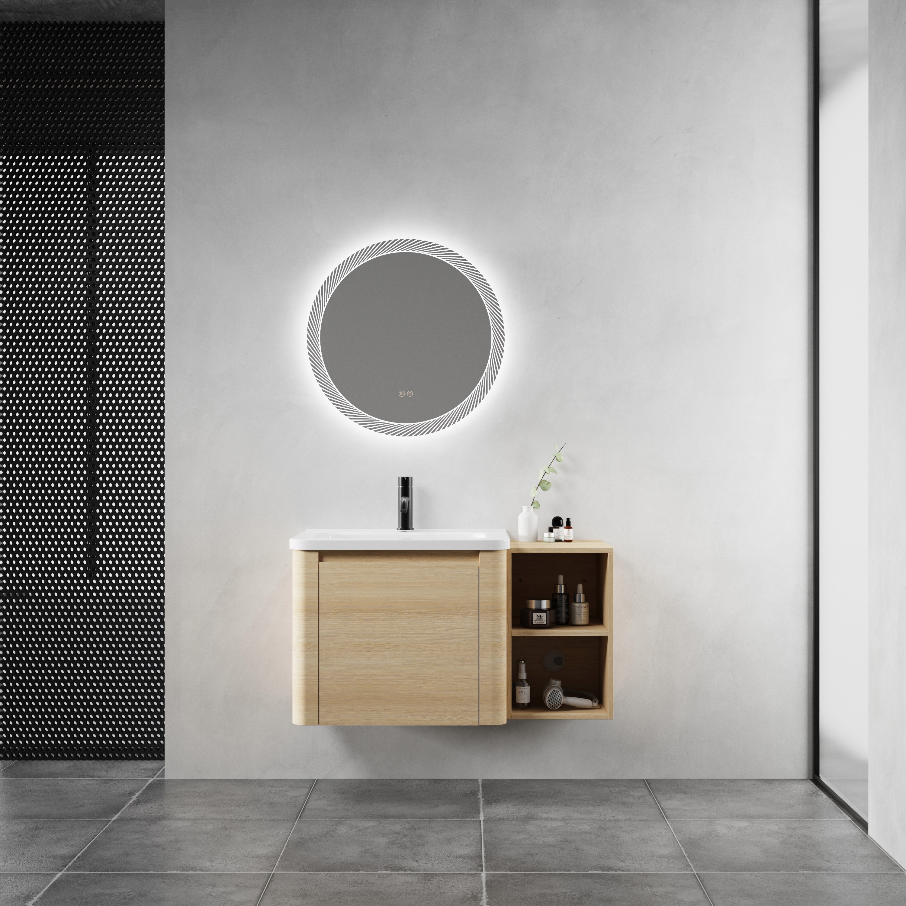 Tinyhomie 36 Inch Wall Mounted Bathroom Vanity White Ceramic Sink ...