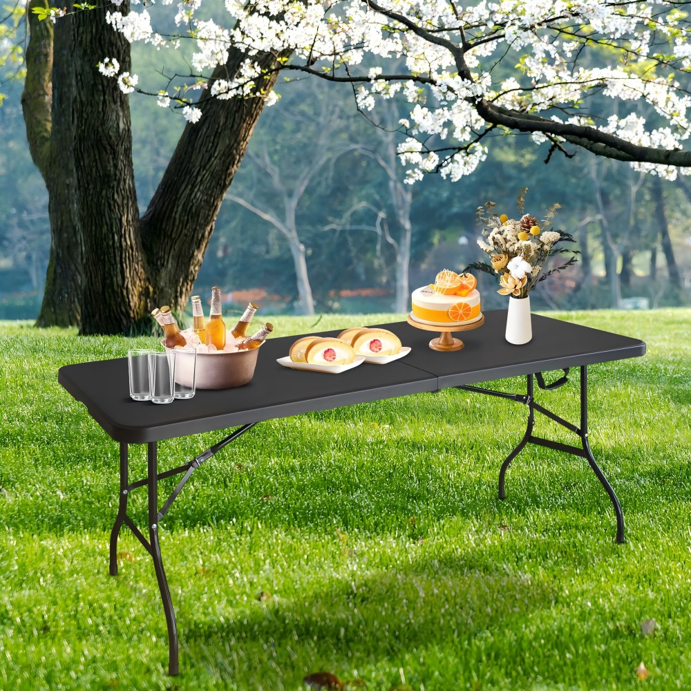 YOSIMFUR 6FT Folding Portable Plastic Table High Load Bearing Foldable ...