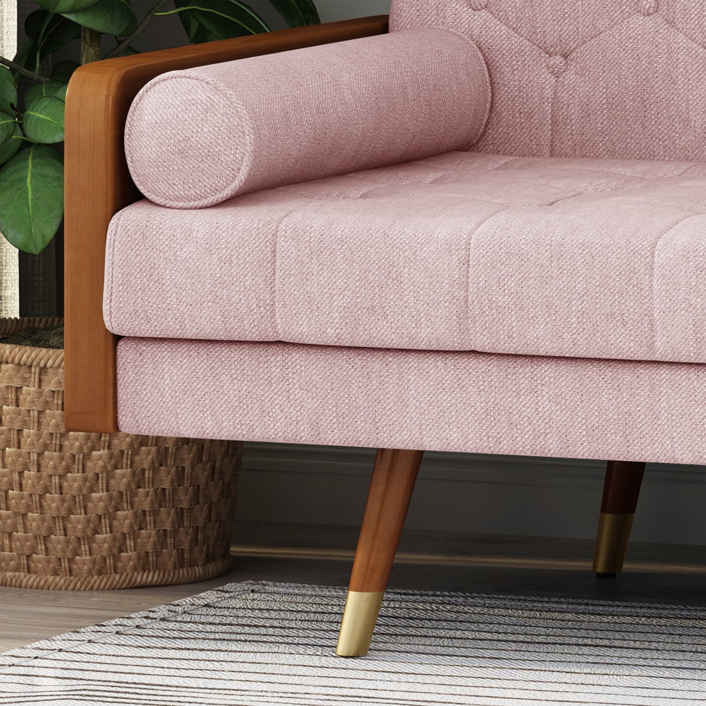 Streamdale Furniture Streamdale Aidan Mid-Century Modern Tufted Fabric ...