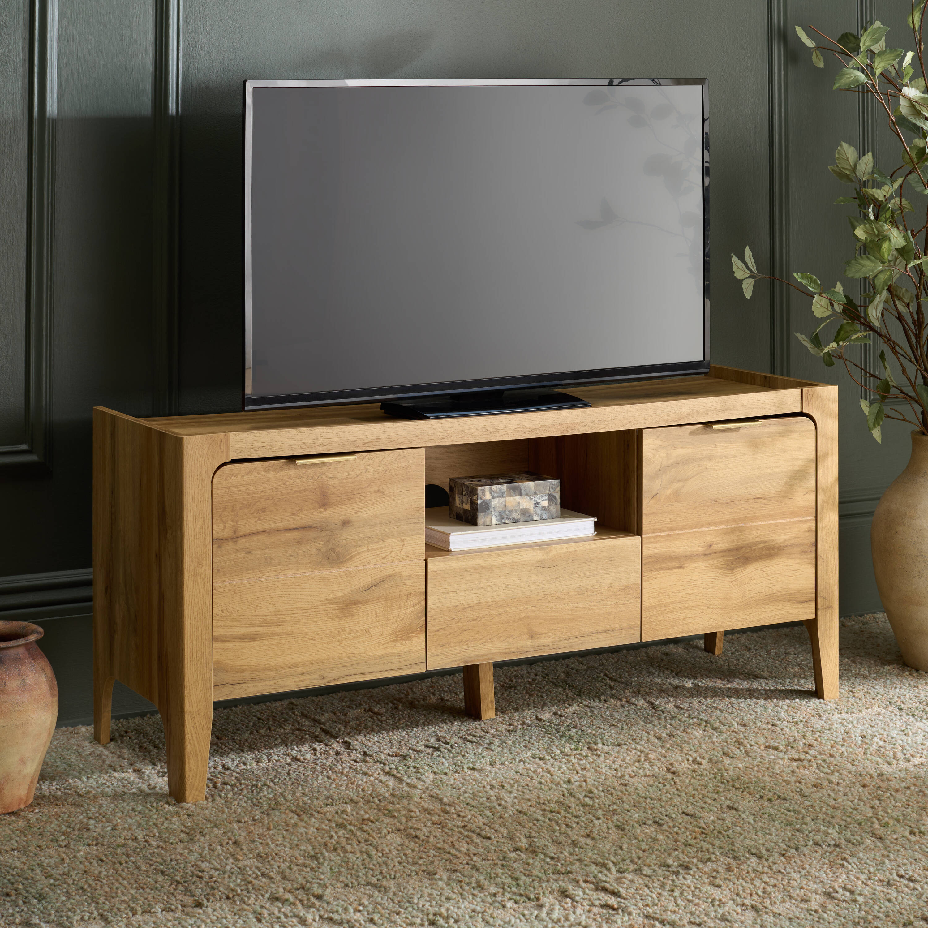 Safavieh Equit Oak/Brass Mid-century Particleboard Media Cabinet in the ...