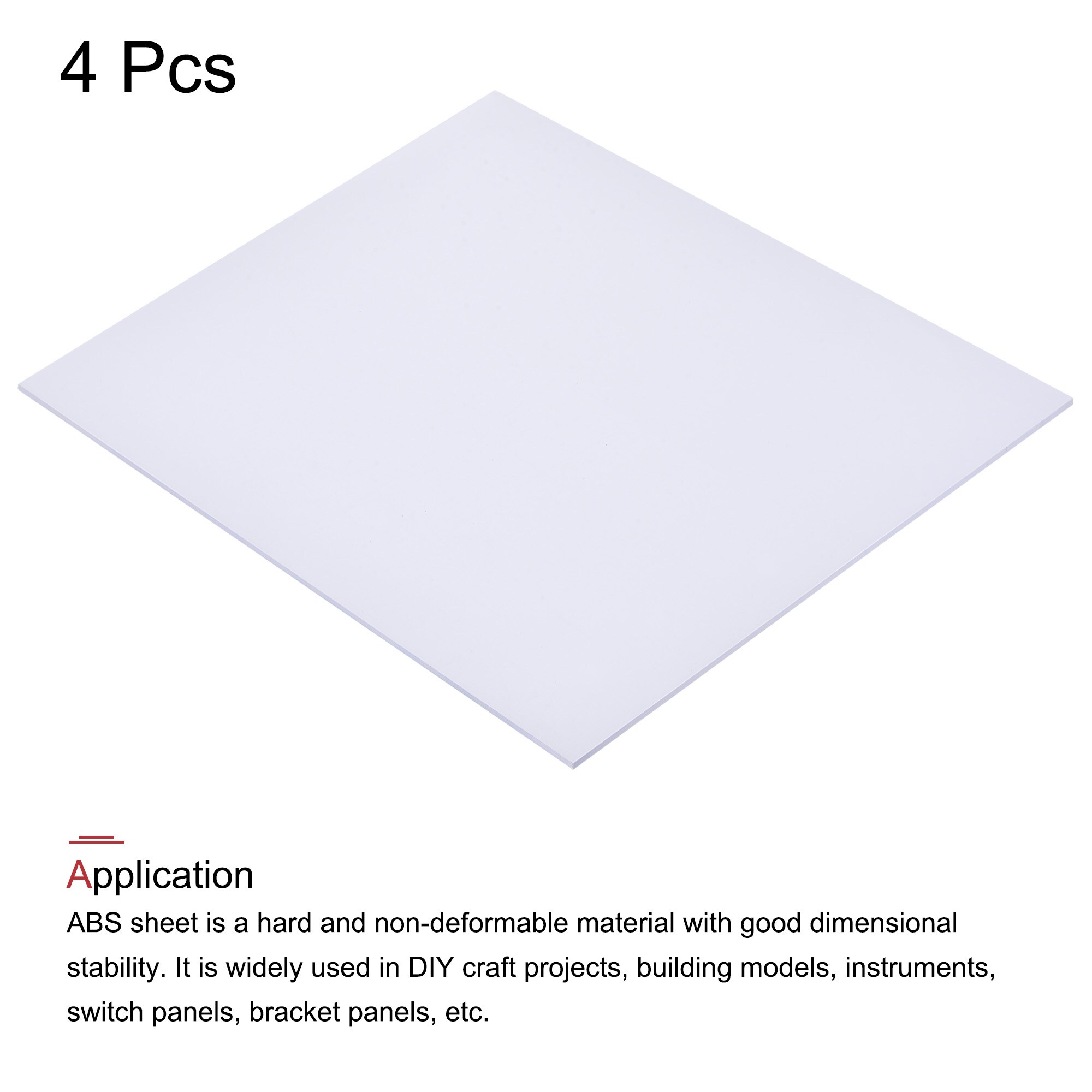 Unique Bargains 4pcs White ABS Plastic Sheet 10 x 8 x 0.06-Inch for ...