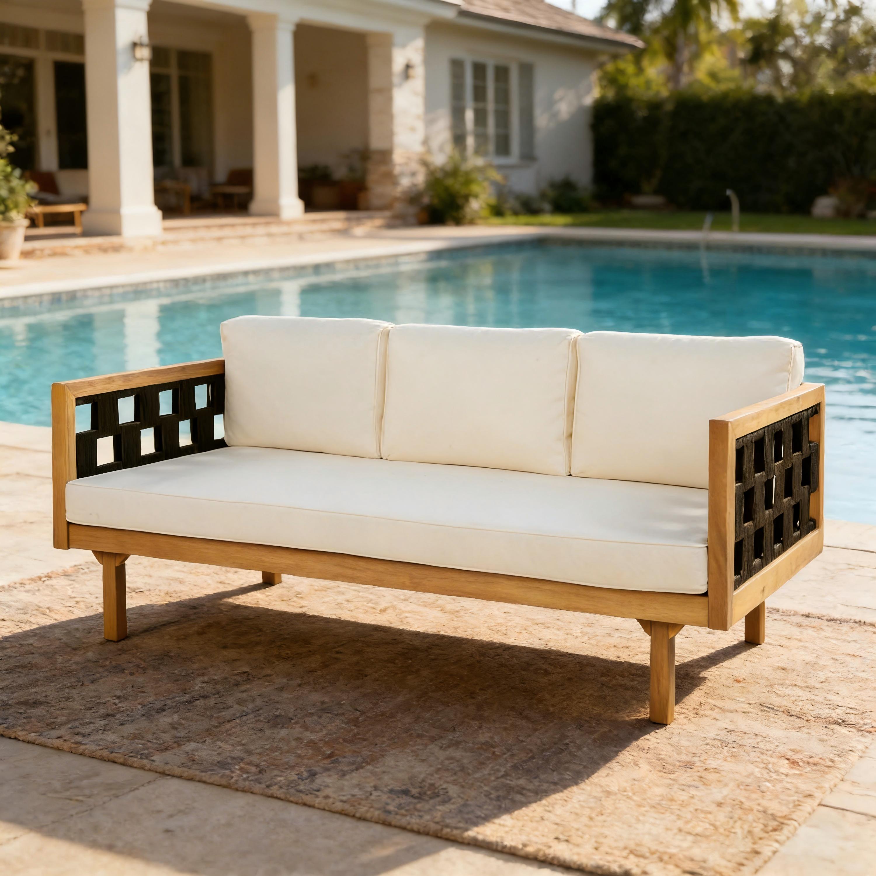 ModernLuxe Assembly Required ThreeSeater Outdoor Daybed with Beige ...