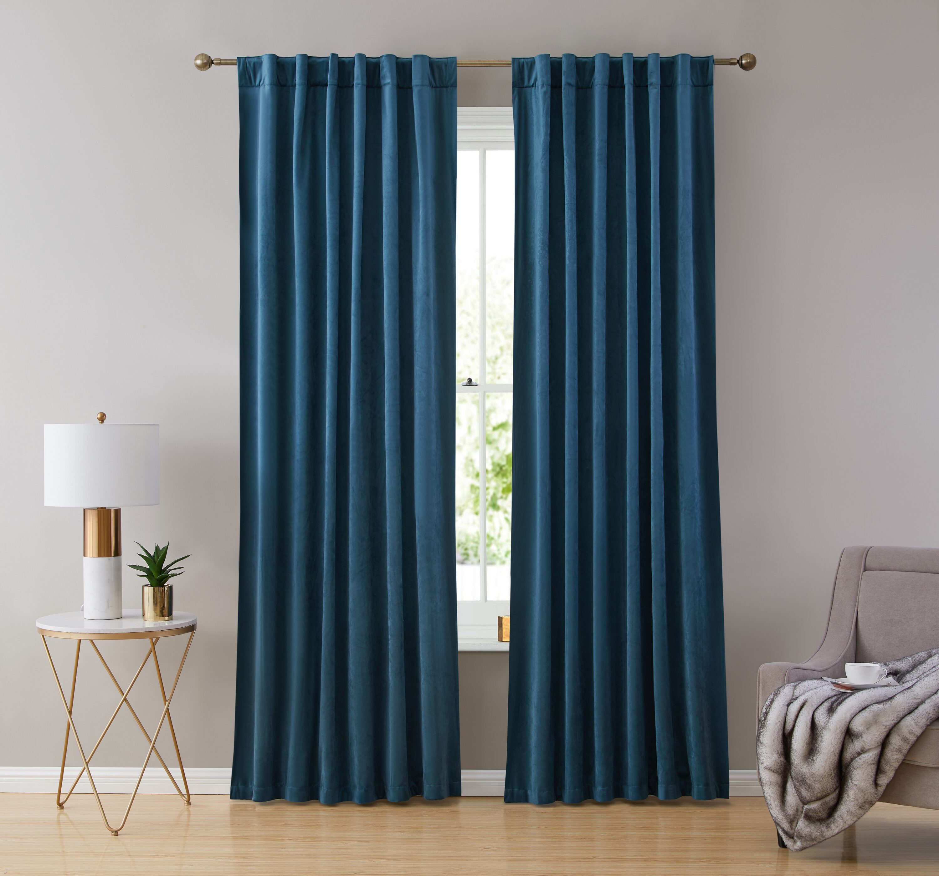 HLC.me Lopez Velvet Back Tab Rod Pocket Window Treatment Curtain Panels ...