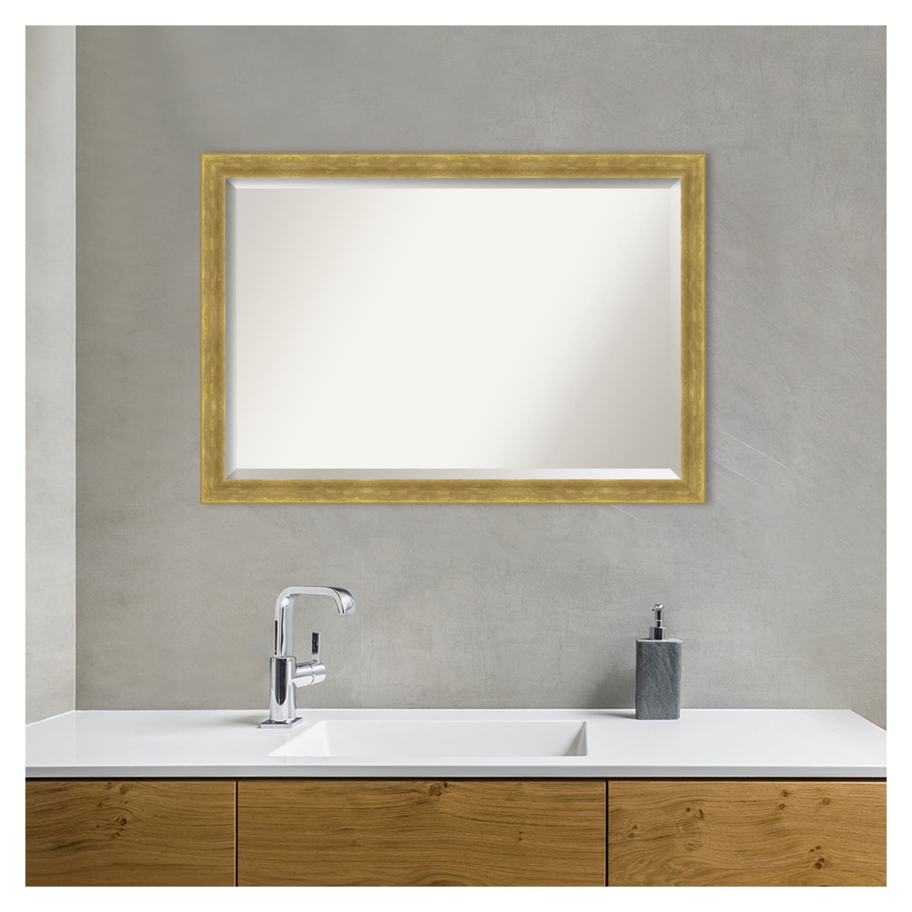 Amanti Art 39.25-in W x 27.25-in H Rectangle Angled Gold Framed Vanity ...