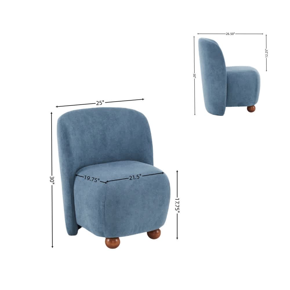 Coolbibila Modern Low Back Blue Upholstered Armless Accent Chair with ...