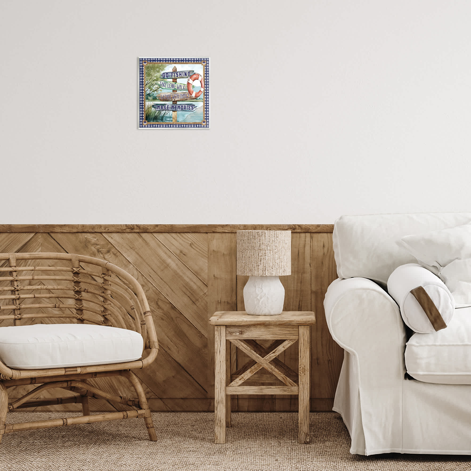 Stupell Industries Plaid Border Lake Sign Wall Plaque Art By Nicole ...