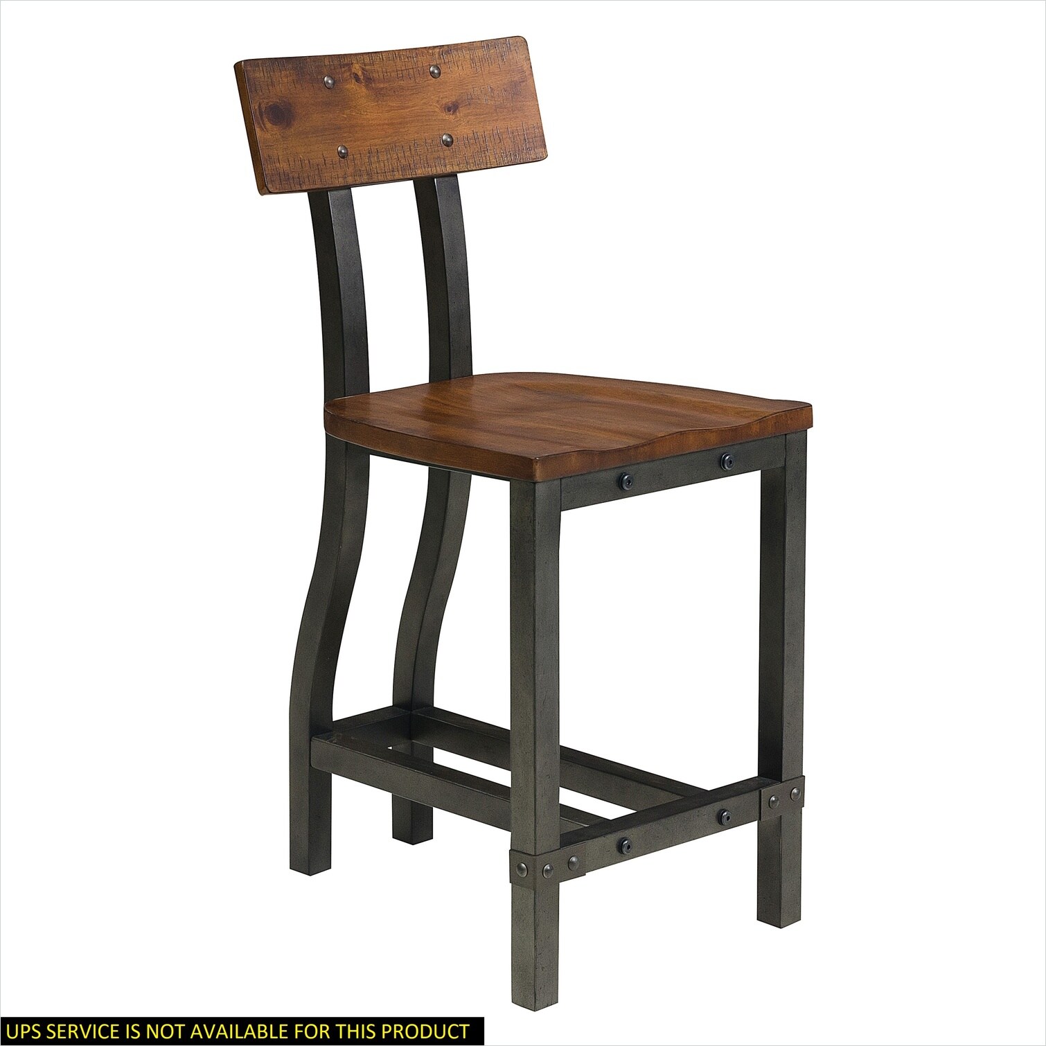 Naturefalls Set of 2 Counter Height Dining Chairs Industrial Wood Metal ...