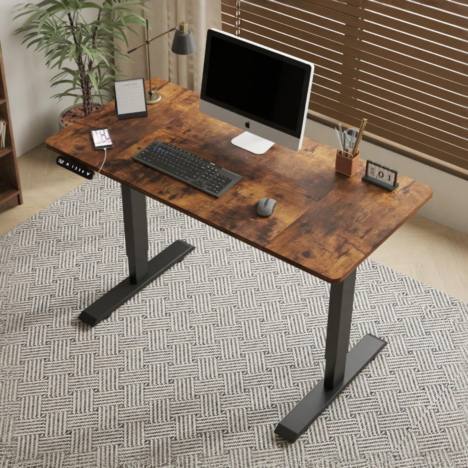 GlasFlength Height Adjustable Standing Desk Work Table for Home Office ...