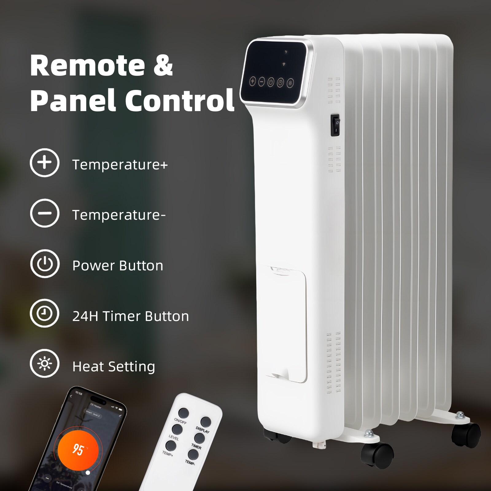 ROVSUN 1500 -Watt Oil-filled radiant Utility Indoor Electric Space ...