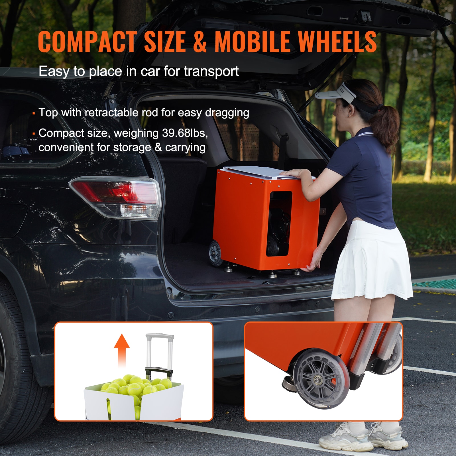 VEVOR Tennis Ball Machine Automatic Portable Tennis Ball Launcher 100 ...