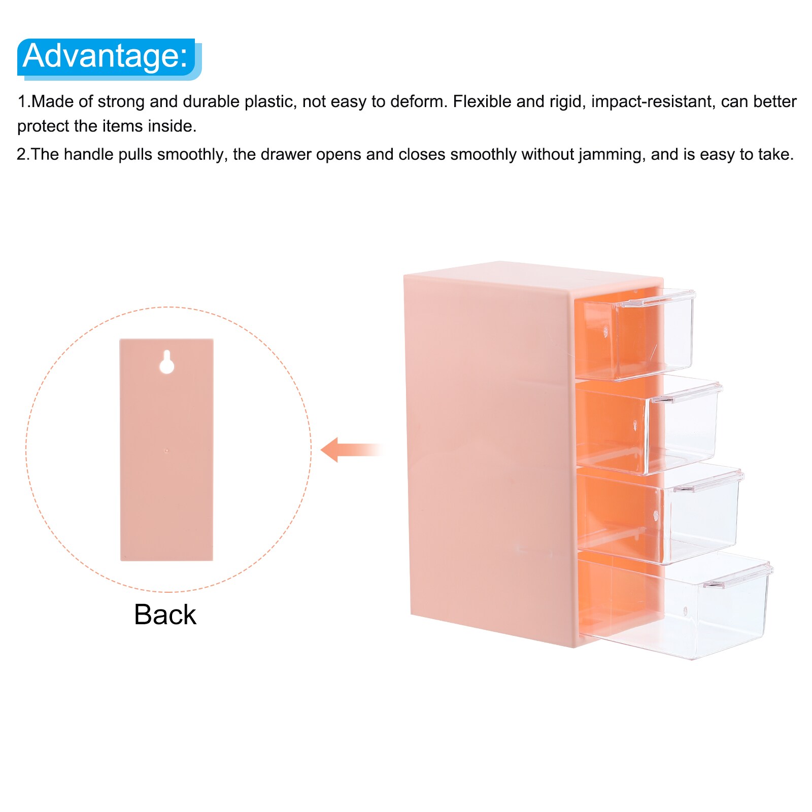 PATIKIL Cosmetic/Makeup Organizer Box Plastic Makeup Cosmetics with 4 ...