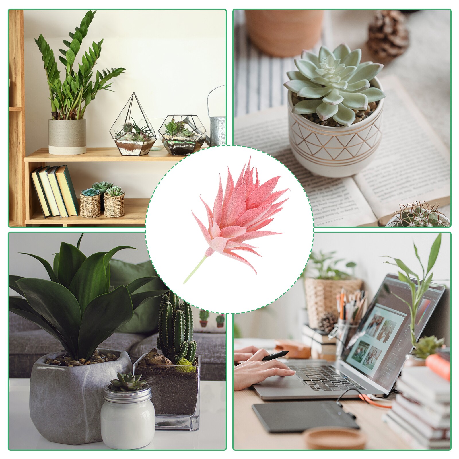 PATIKIL Small Artificial Succulents Plants 2pcs Unpotted Faux Succulent ...