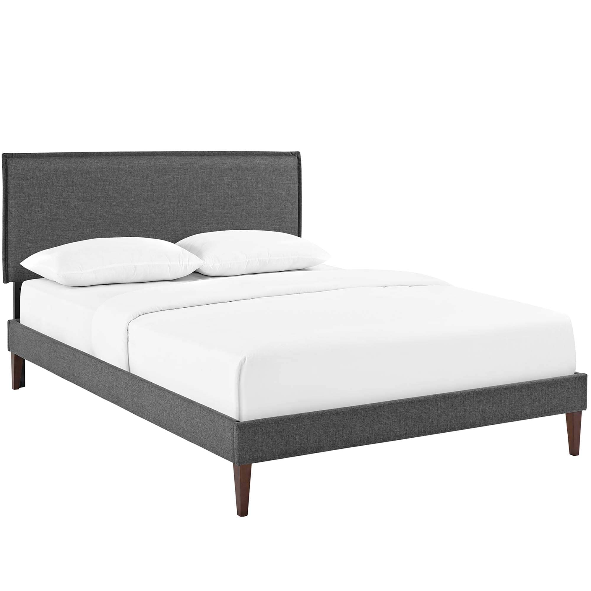 Modway Amaris Fabric Full Platform Bed with Squared Tapered Legs in ...