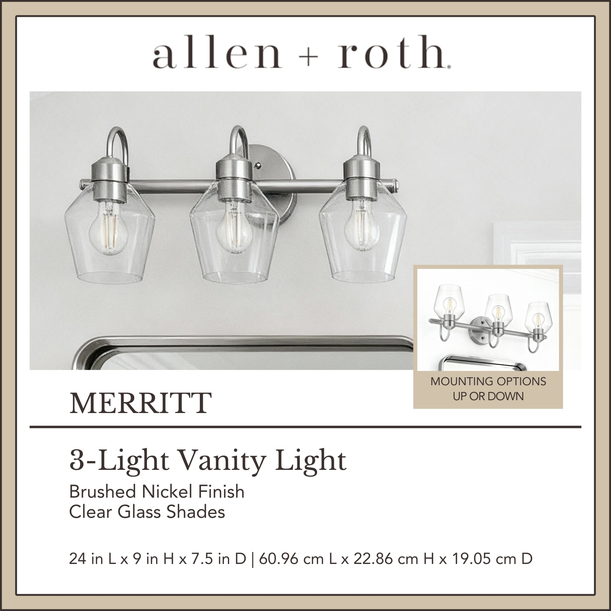 allen + roth Merritt 24-in 3 Light Brushed Nickel Modern/contemporary ...