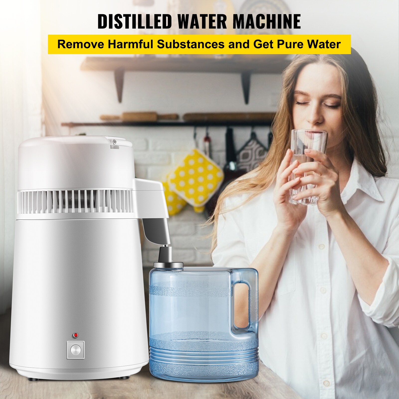 GIVIMO Countertop Water Distiller 750-W 1.1-gal 4L Pure Water ...