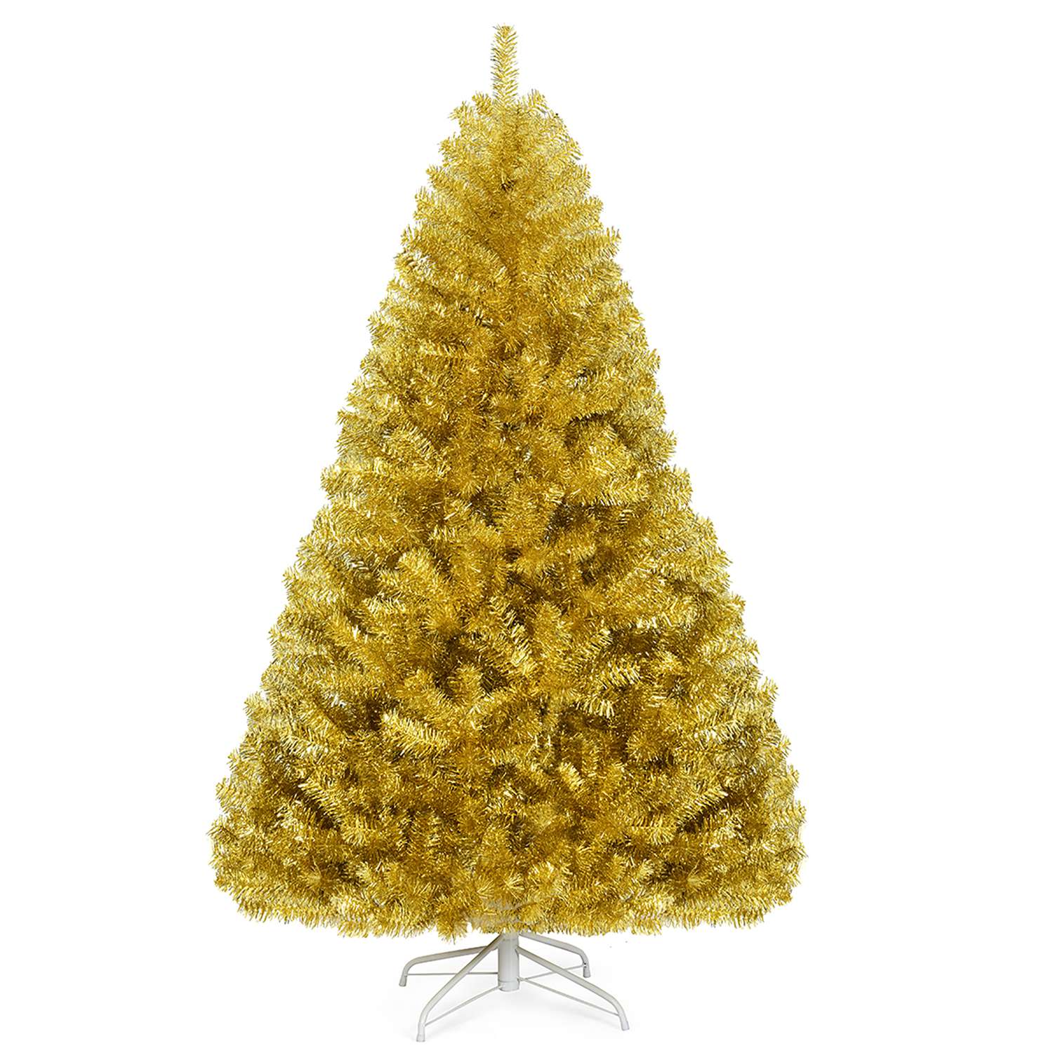 Costway 6ft Artificial Tinsel Christmas Tree Hinged with 1036 Tips ...