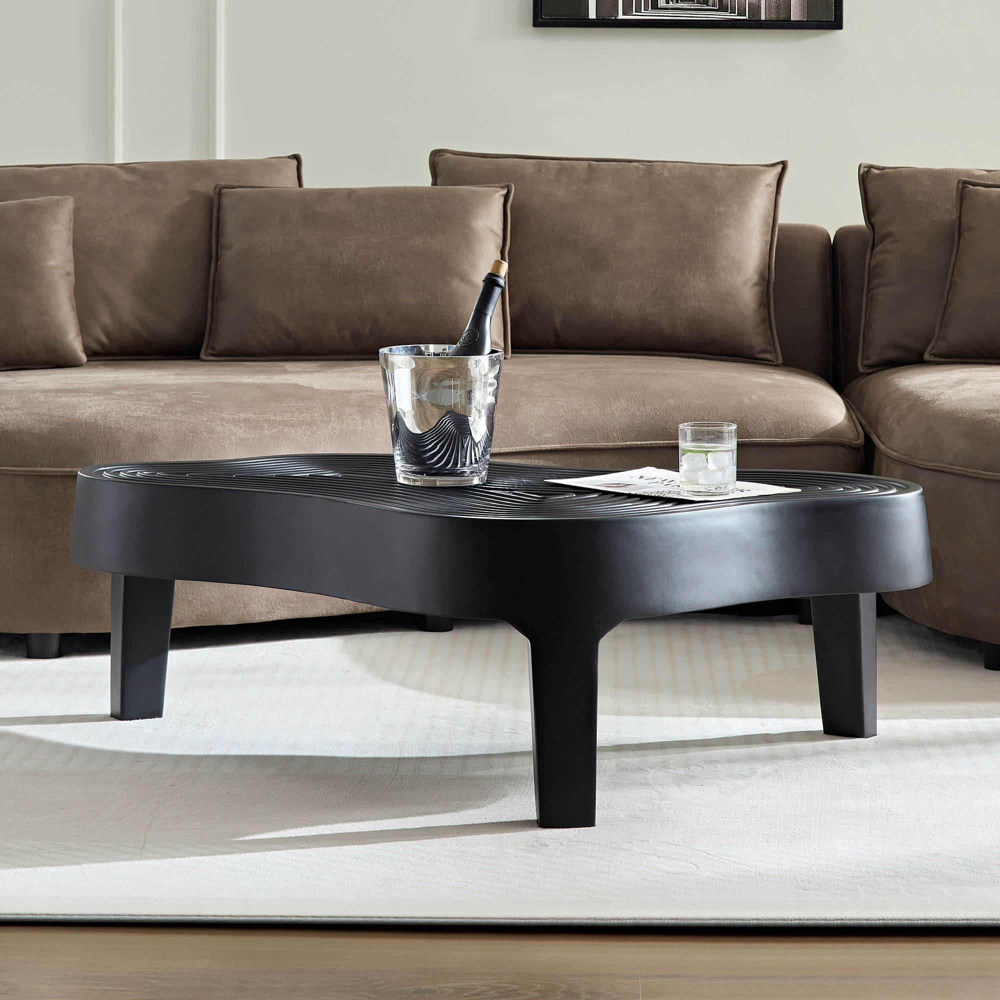 LUXEYARD 47 Inch Fiberglass Cloud Coffee Table For Living Room Matte ...