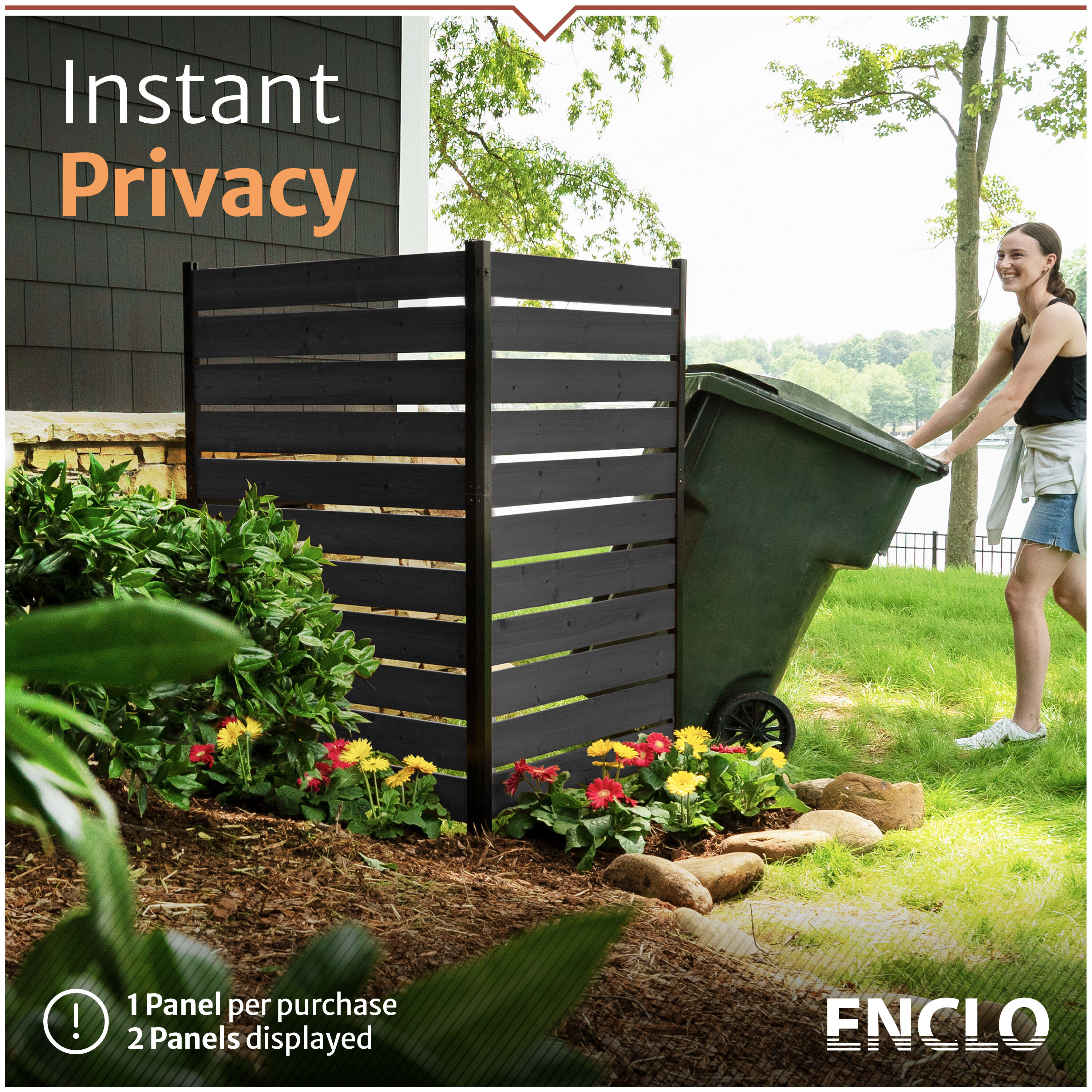 Enclo Privacy Screens No Dig Charcoal 39-in W x 60.5-in H Charcoal ...