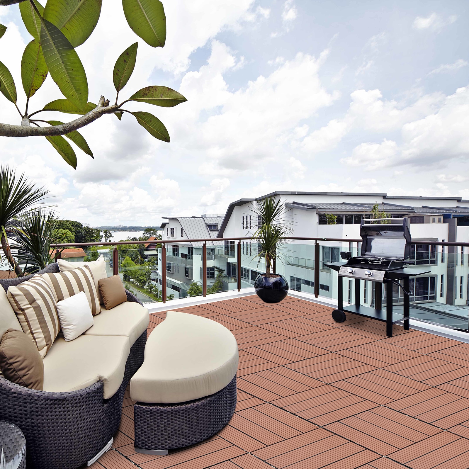 LOVMOR 20pcs Wood Plastic Composite Deck Tiles Rust Water Weather ...