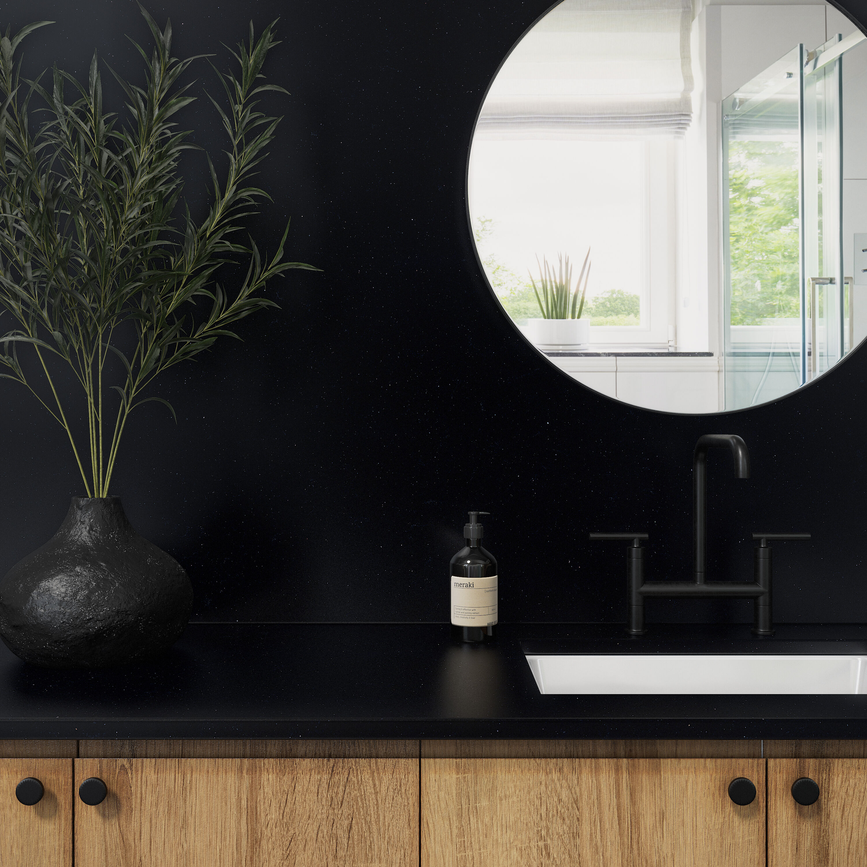 allen + roth Acadia Black Honed Quartz Black Kitchen Countertop SAMPLE ...