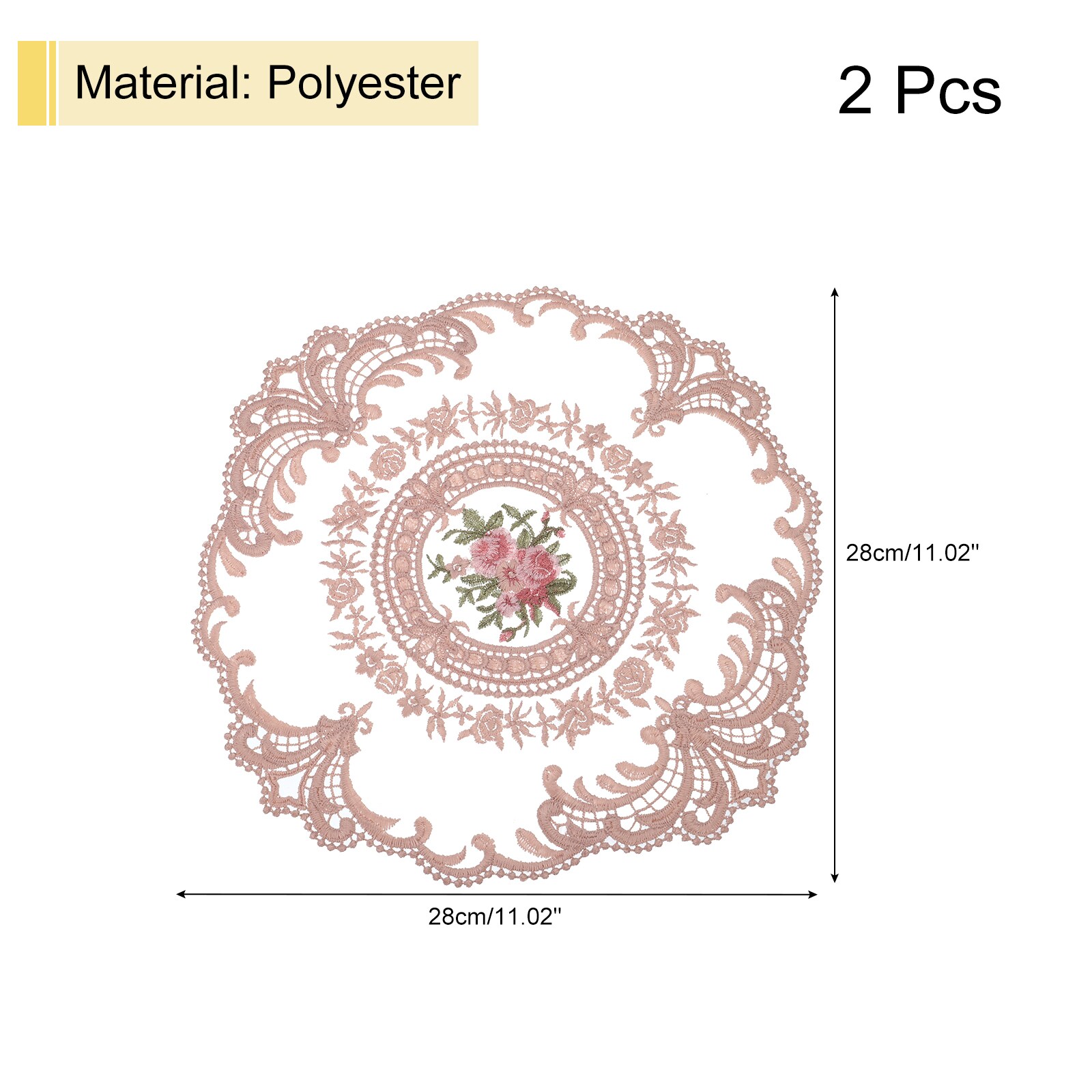 Unique Bargains 2Pcs Retro Lace Placemats French Crochet Doilies Round ...
