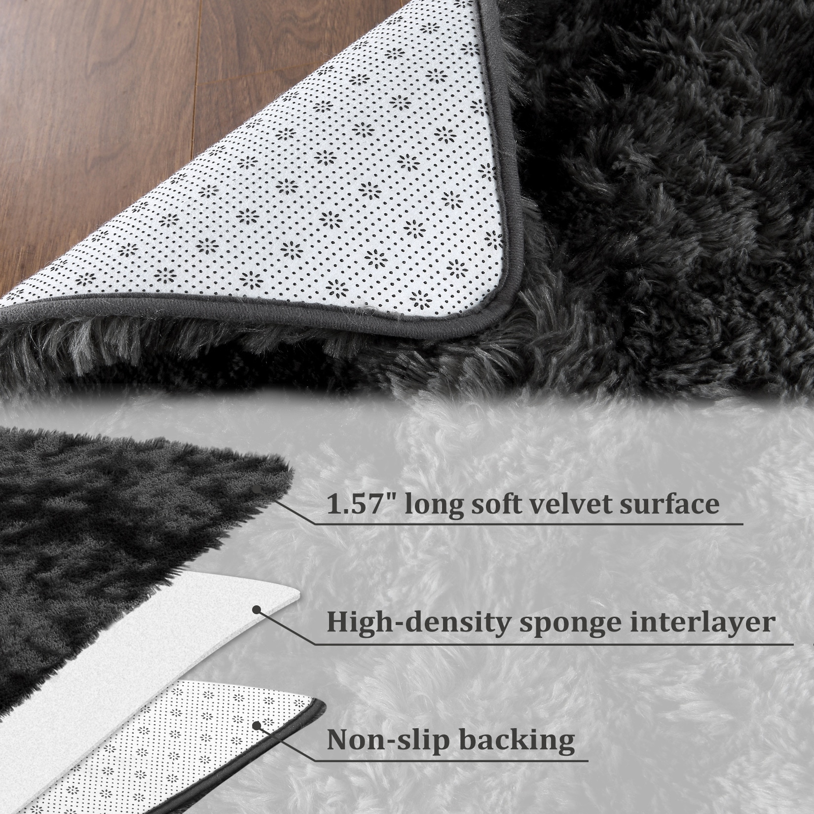 Garvee 8 X 10 (ft) Tie-dye Gray/black Indoor Solid Mid-century Modern ...