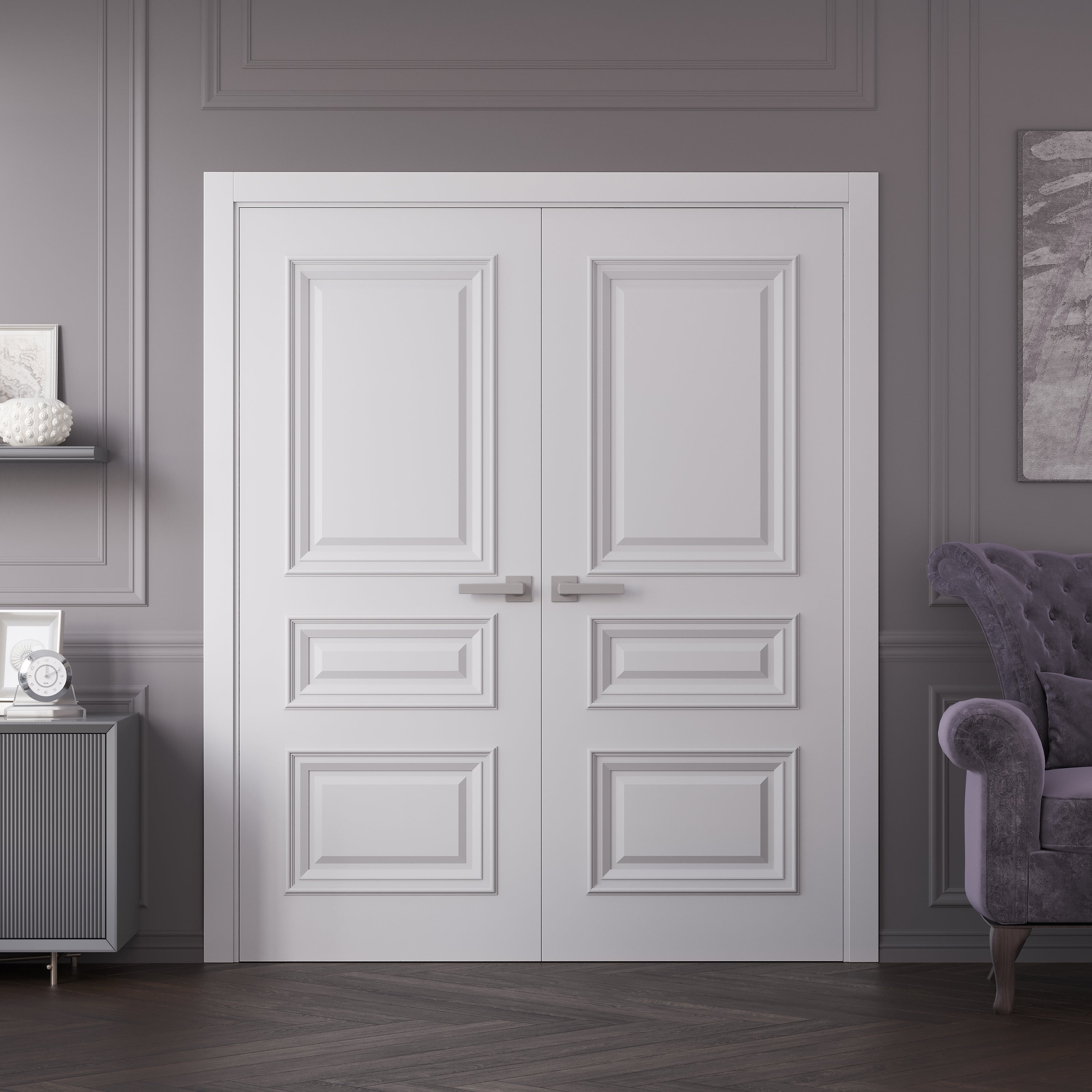 SARTODOORS Interior Double Doors 48 x 96 inches - CLASSIC 3389 White ...