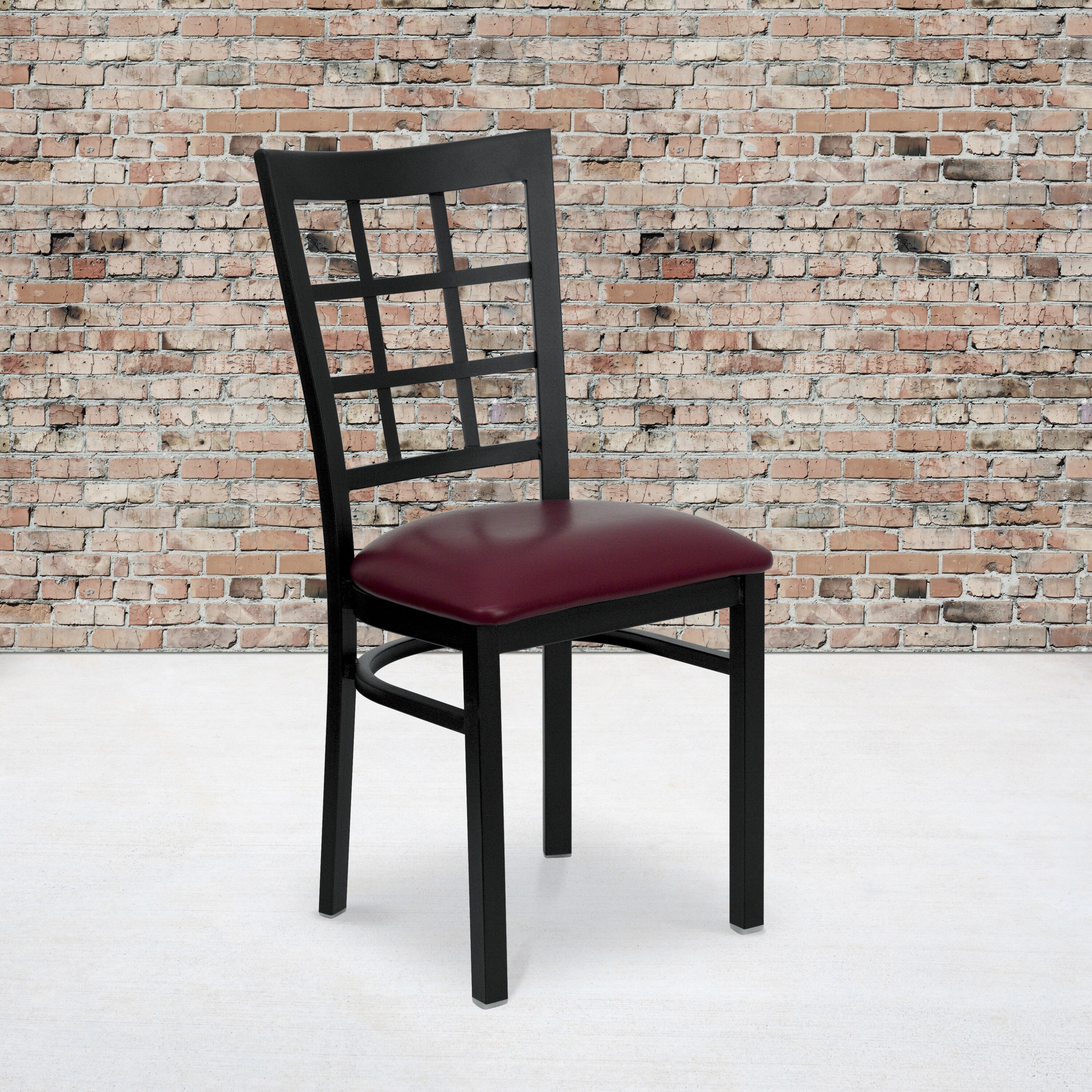 Emma + Oliver 2 Pack Black Window Back Metal Restaurant Chair ...