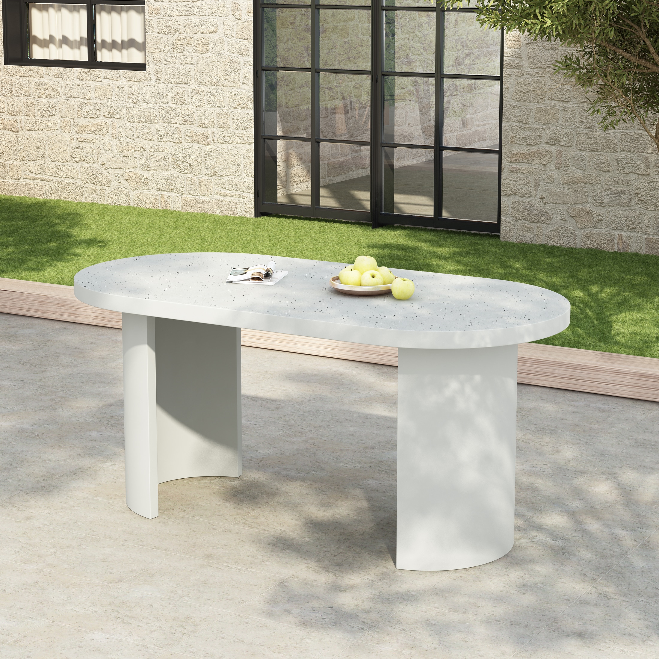 Christopher Knight Home Ellis Modern Outdoor 67.5 Inch Oval Concrete ...