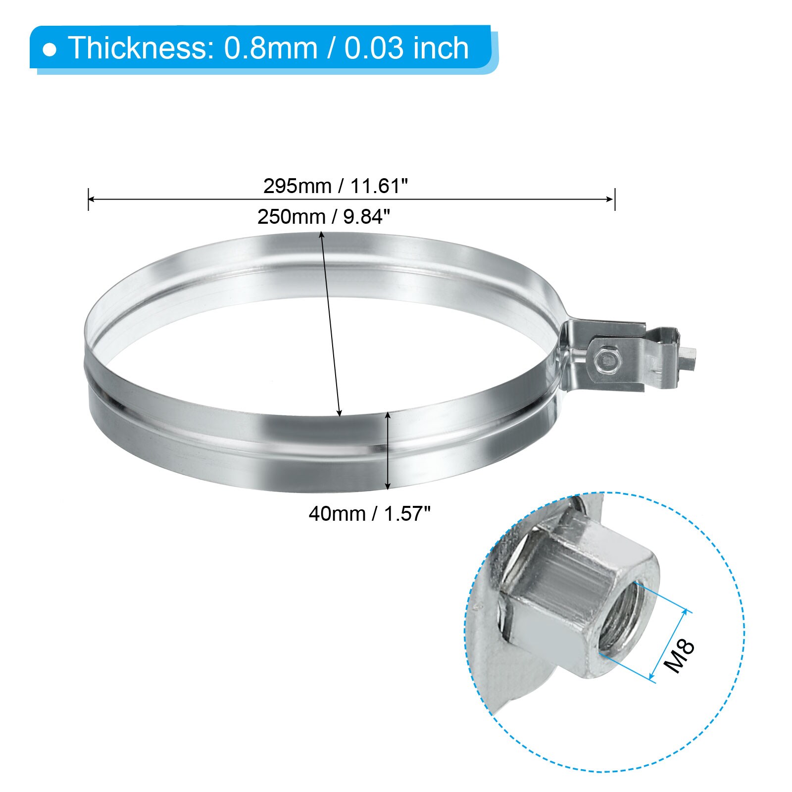 PATIKIL 10 Inch Galvanized Steel Hanger Duct Clamps 1Pcs Metal Ducting ...