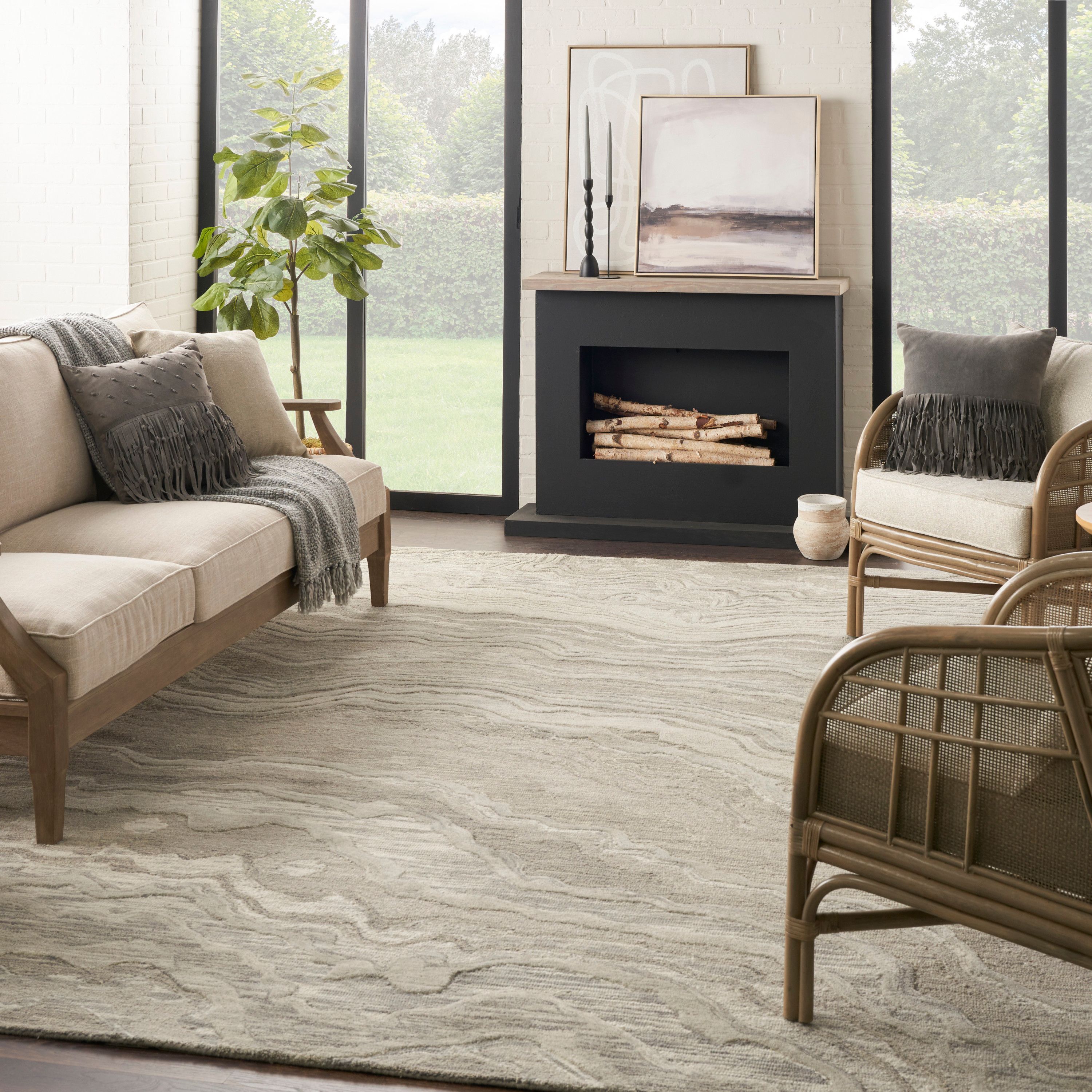 Nourison Modern Wool Indoor Rug Grey 7'9 x 9'9 in the Rugs department ...