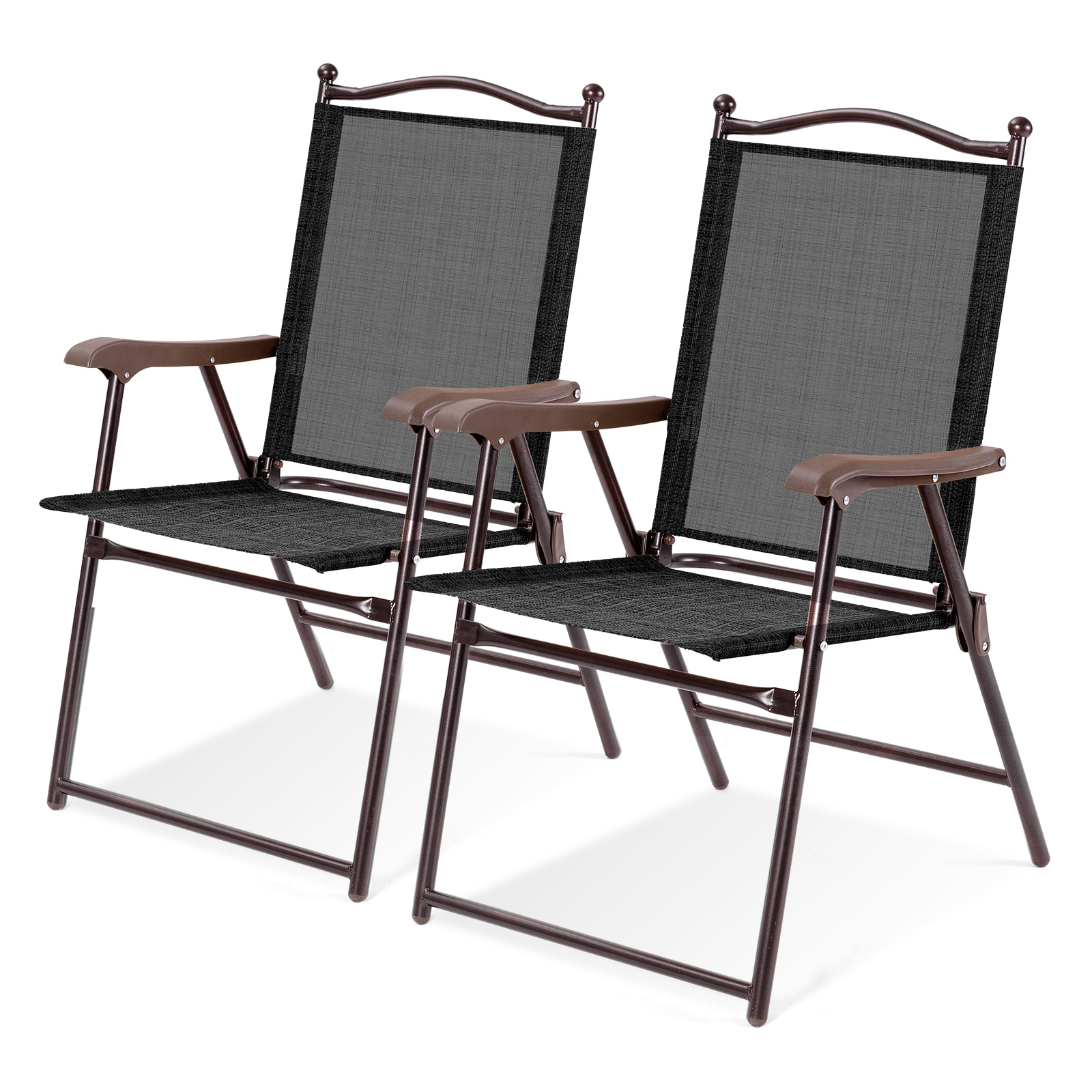 Slickblue 2-Pack Black/Brown/Gray/Beige Residential Folding Chair with ...