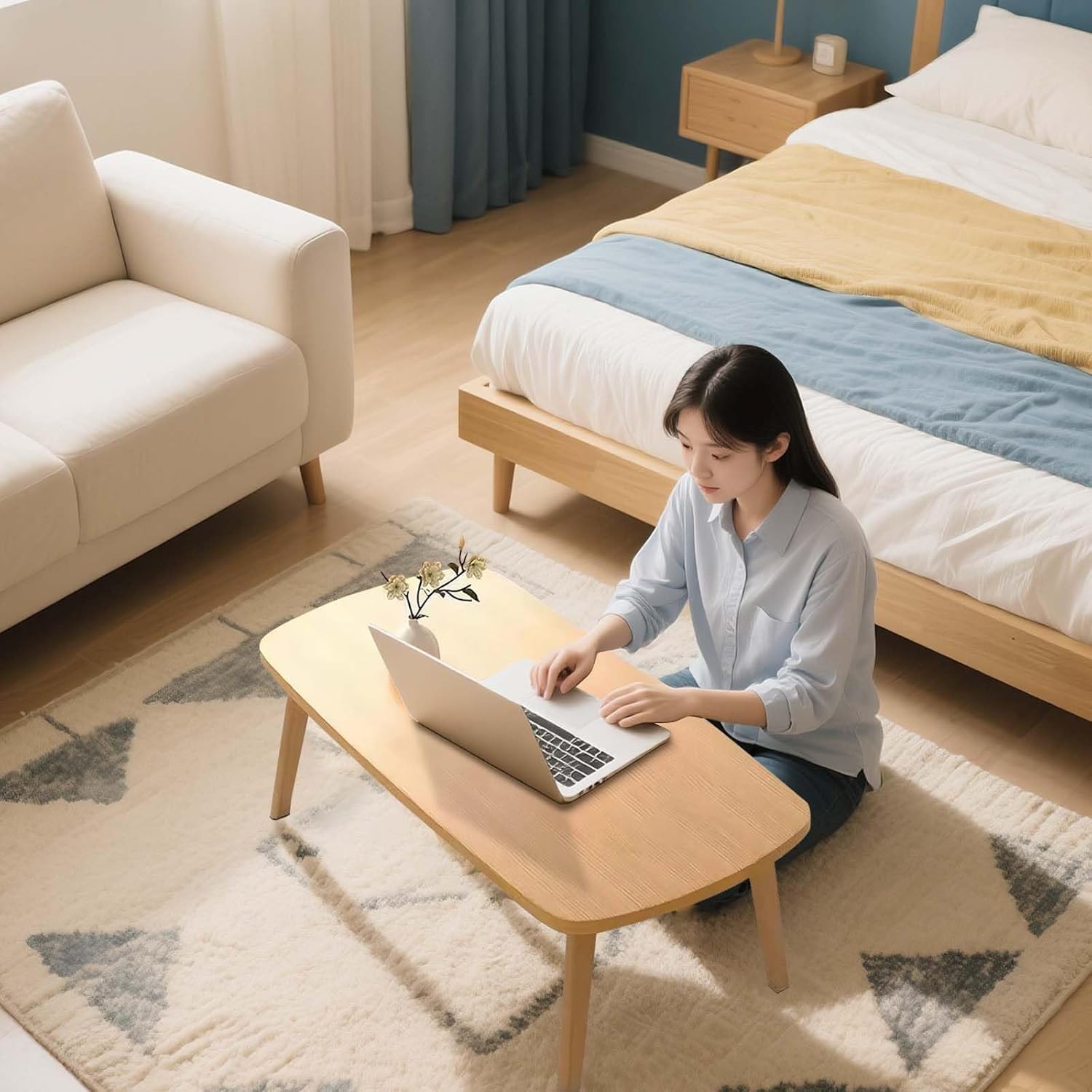 Garvee 39.4 in Wooden Folding Coffee Table/ Laptop Table Low Study ...