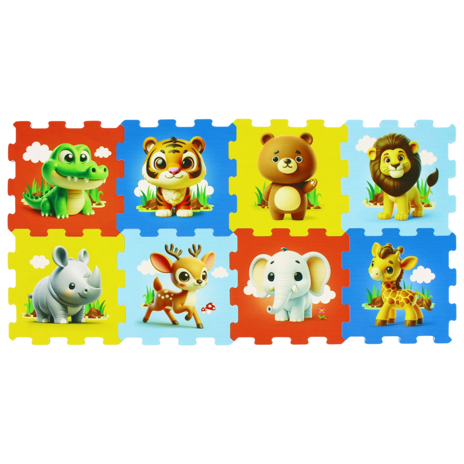 Slickblue Playroom Foam Floor Mat 12 inch 8 Piece Set Interlocking ...