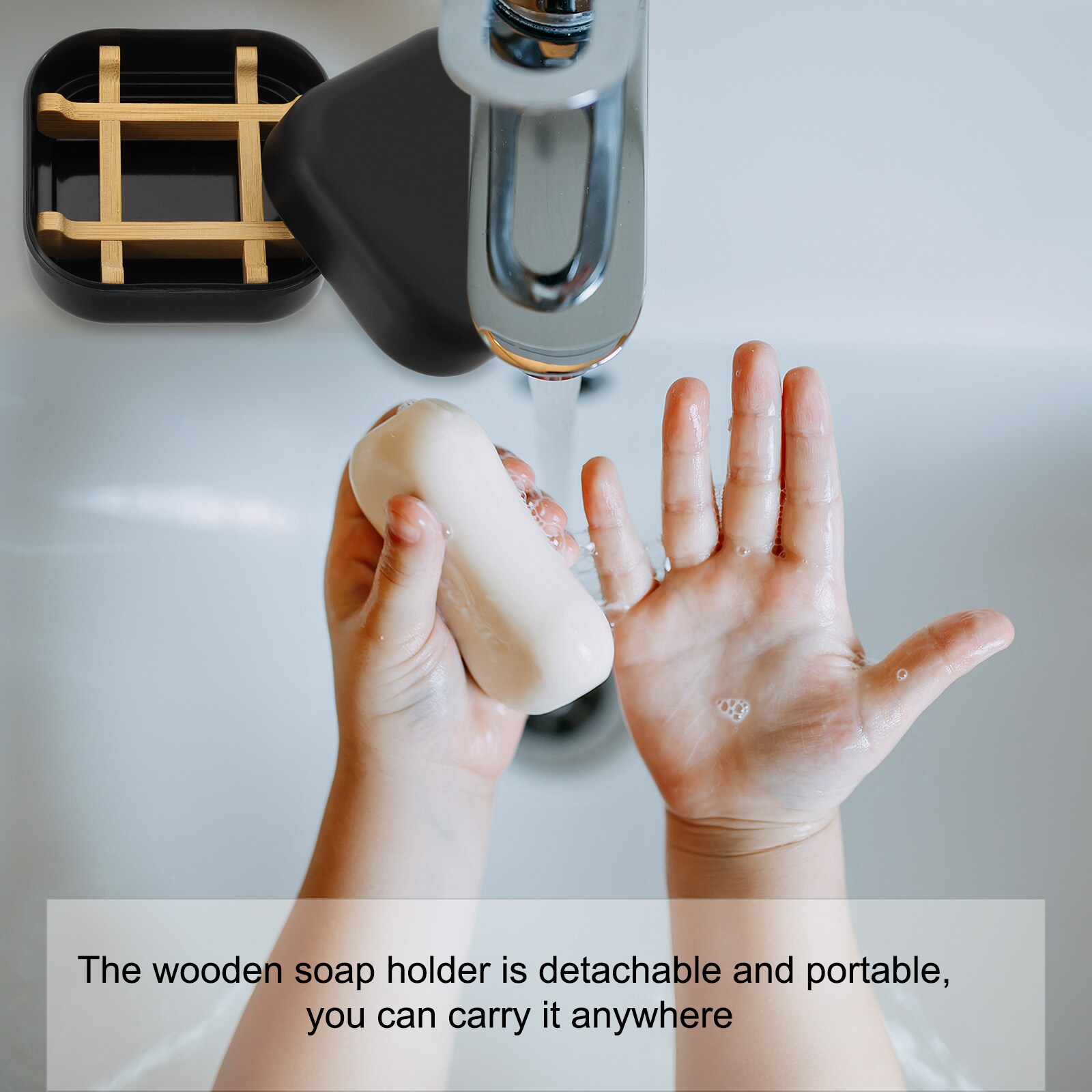 Unique Bargains Wooden Soap Holder Detachable Self Draining Square Soap ...