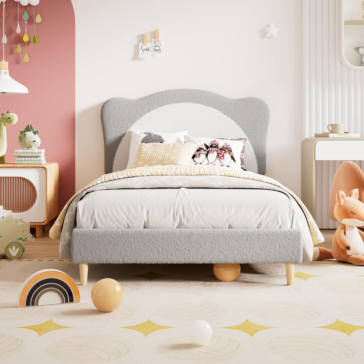 Garvee Full Size Bed Frame for Kids - Cute Velvet Princess Platform Bed ...
