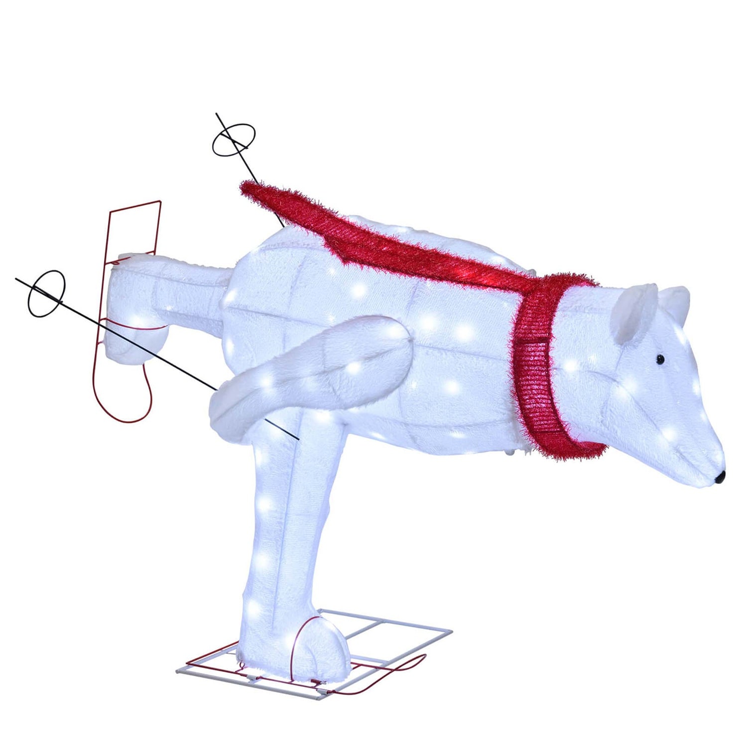Costway 4.5 ft Christmas Skiing Polar Bear with 80 LED Lights Ground ...