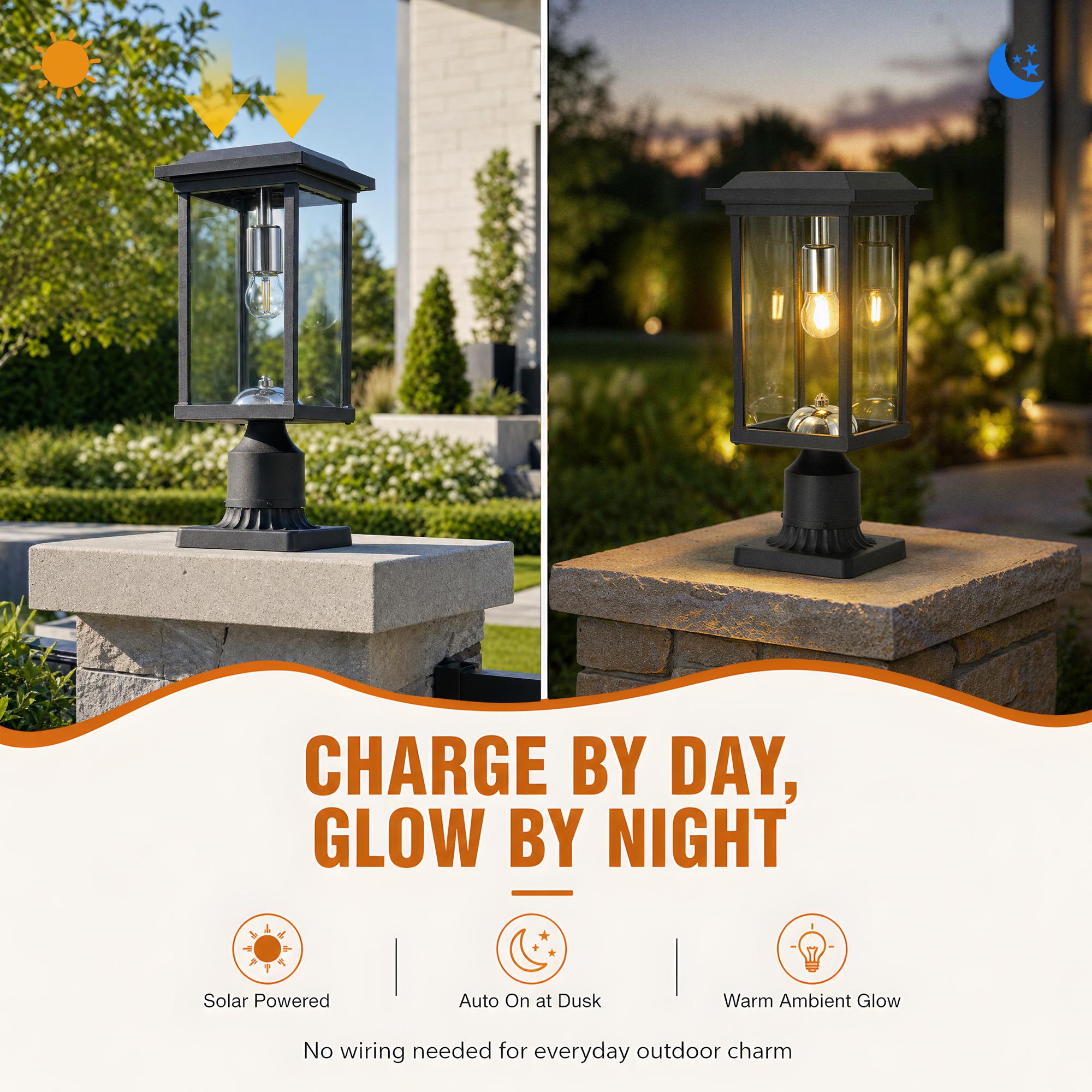 Bayfeve 16.54-in Matte Black Outdoor Post Light With Dusk to Dawn and ...