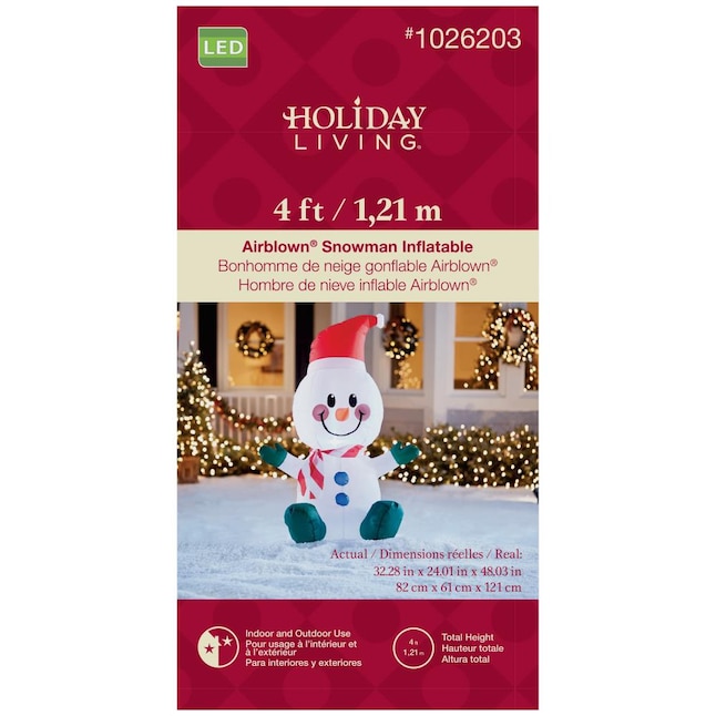 Holiday Living 4-ft Lighted Snowman Christmas Inflatable at Lowes.com Holiday Living 4-ft Lighted Snowman Christmas Inflatable at Lowes.com