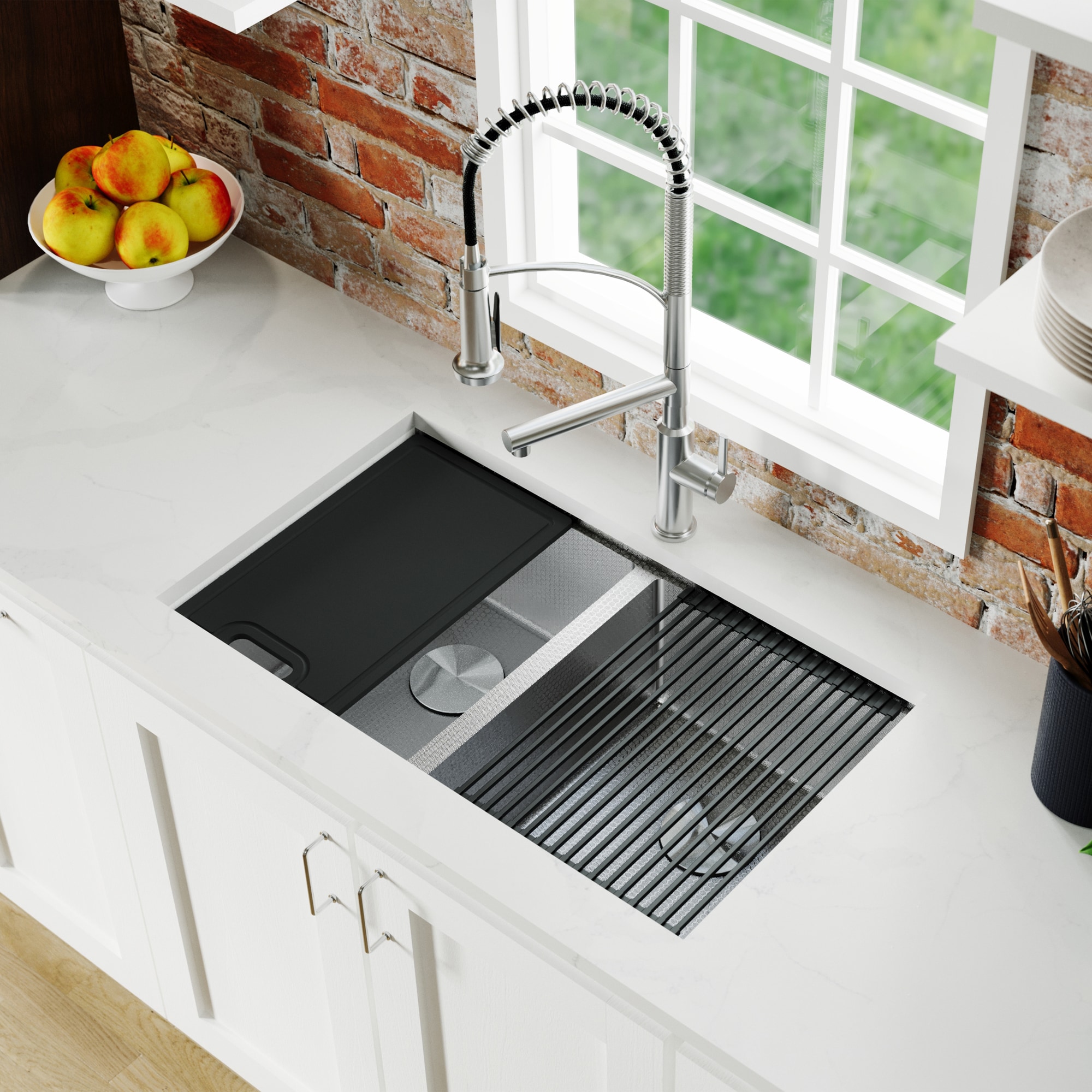 Karran Matrix Undermount 32-in x 18.75-in Stainless steel Double equal ...