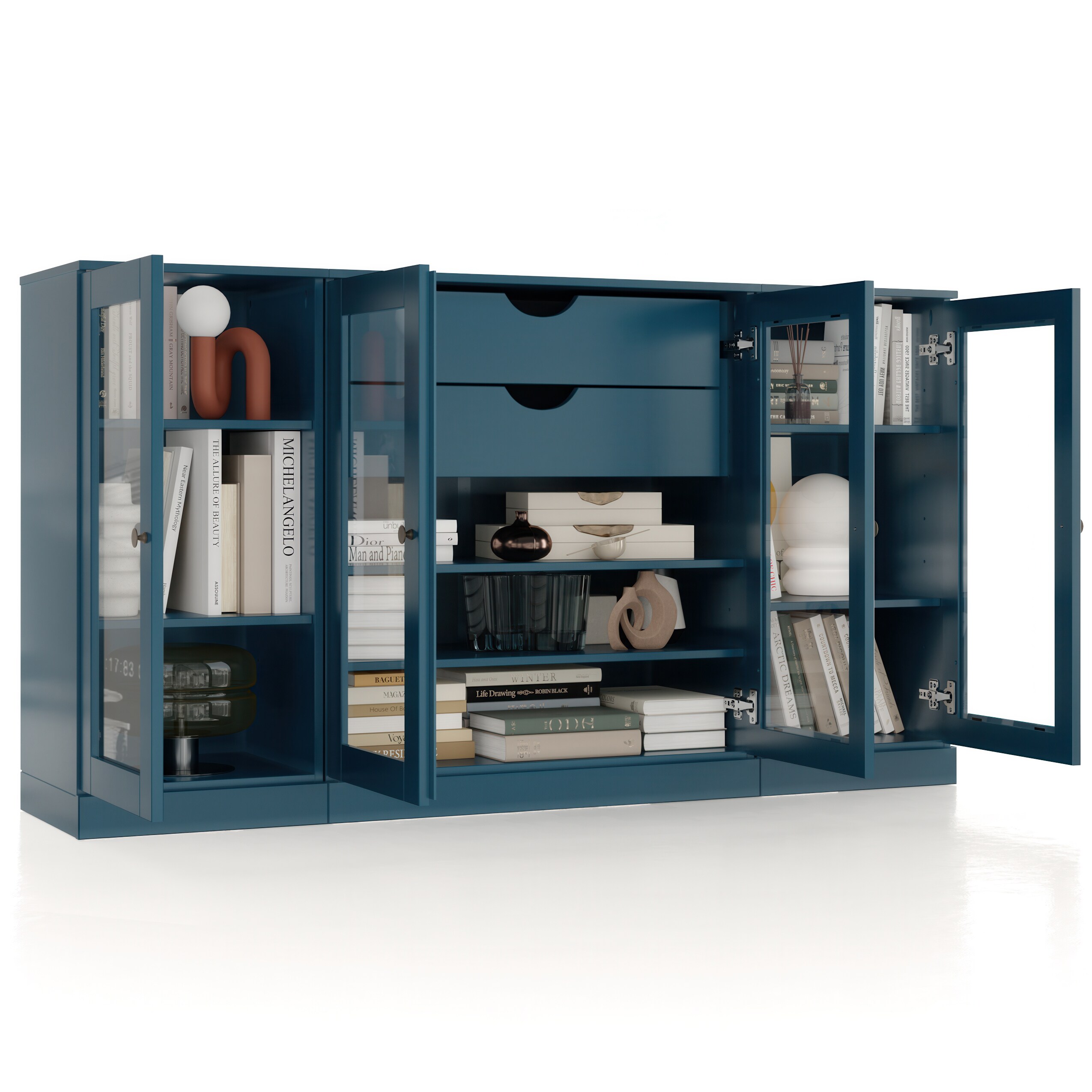 Palace Imports 65-in W Solid Wood Clear Glass Modular Buffet Sideboard ...