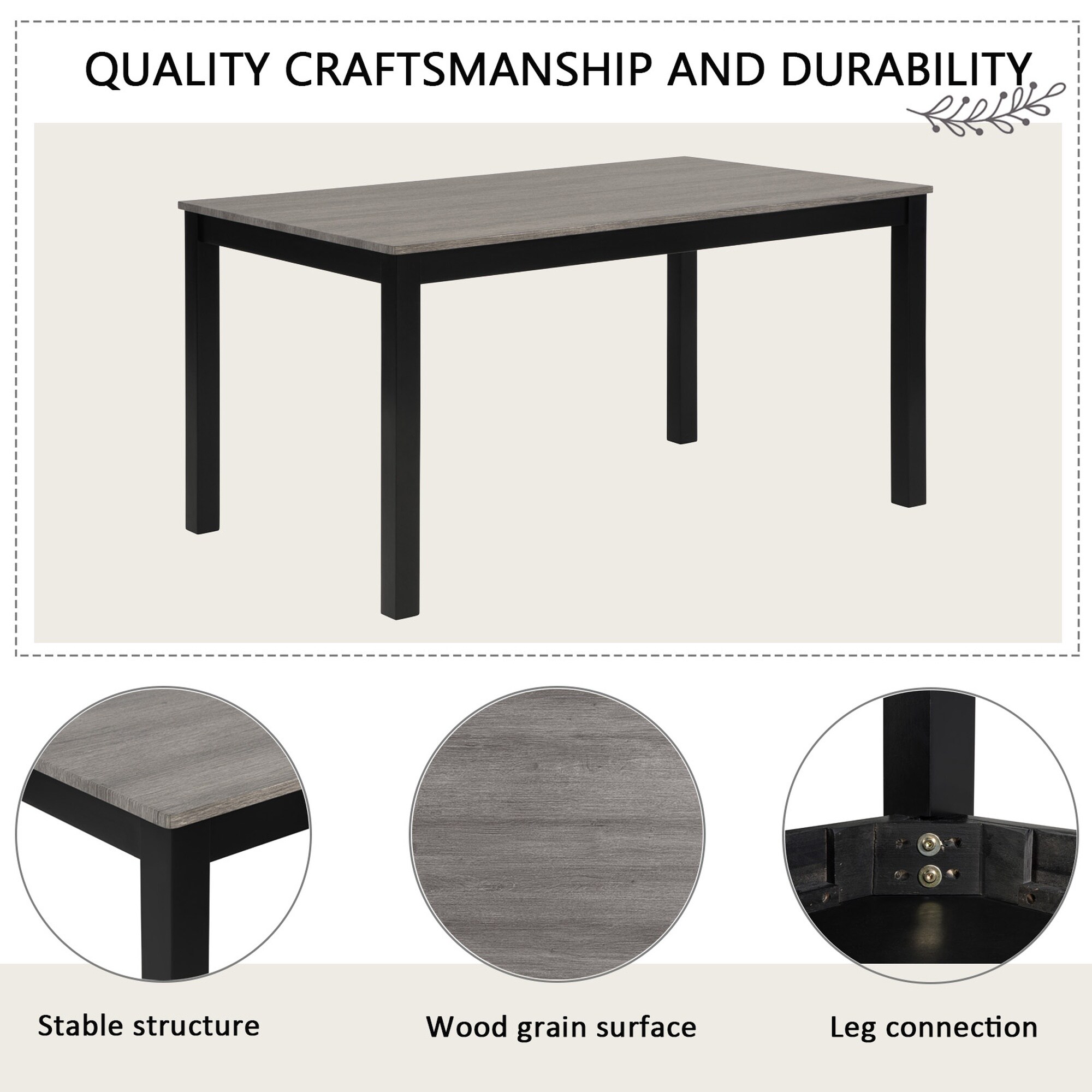 HyperDrop Cart Light Grey Black Dual Tone 6 Seater Wooden Dining ...